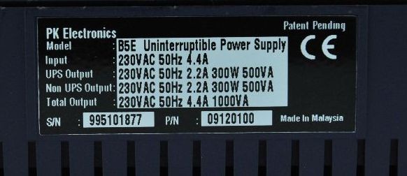 17 PK ELECTRONICS B5E UNINTERUPTED POWER SUPPLY BLACKOUT BUSTER 9120100 ...