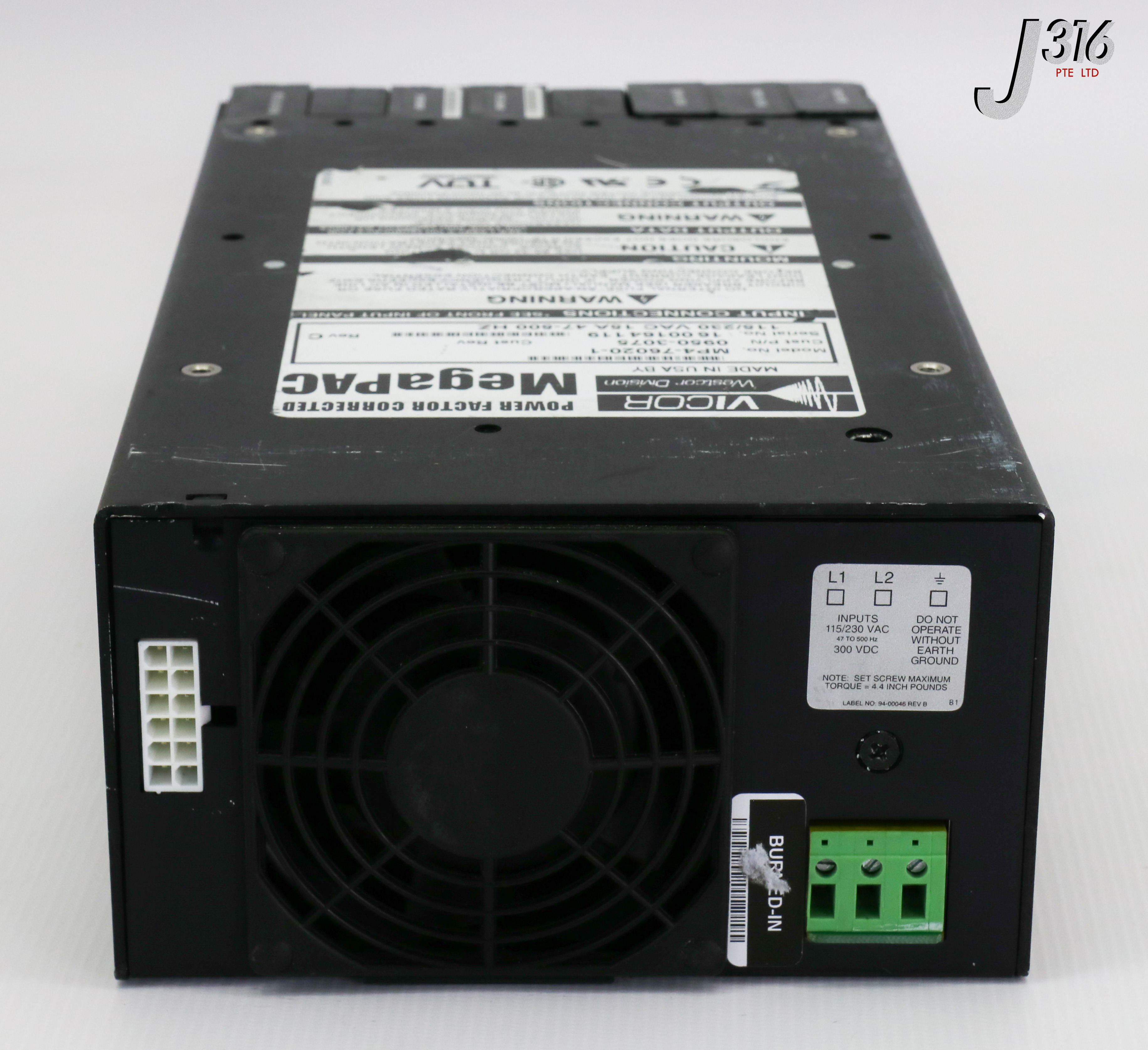 867 VICOR PFC MEGAPAC POWER SUPPLY, 115/230 VAC 15A 47-500HZ, 0950-3075 ...