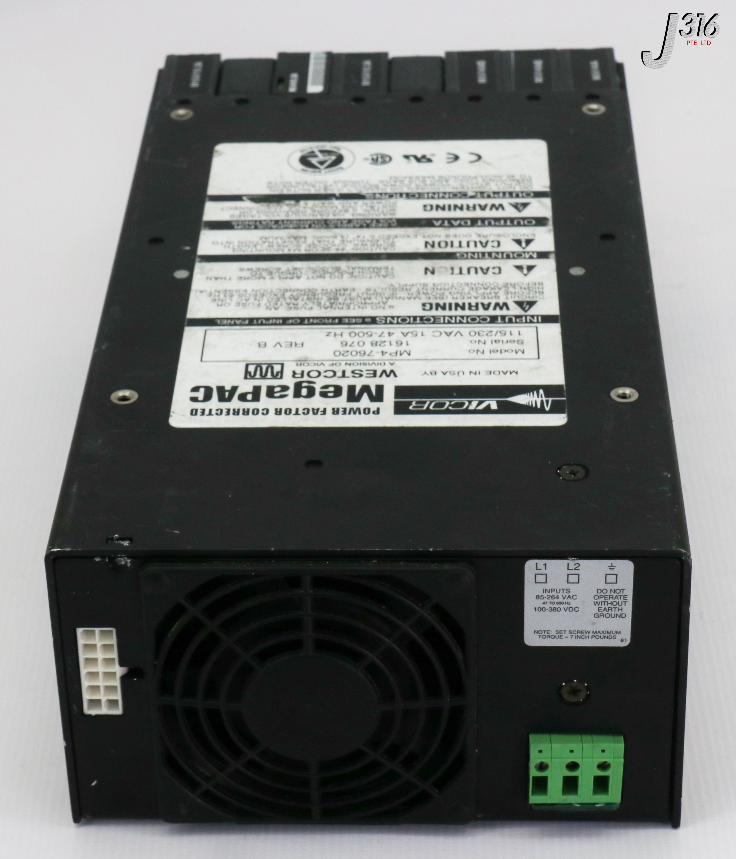870 VICOR PFC MEGAPAC POWER SUPPLY, 115/230 VAC 15A 47-500HZ, 0950-3075 ...