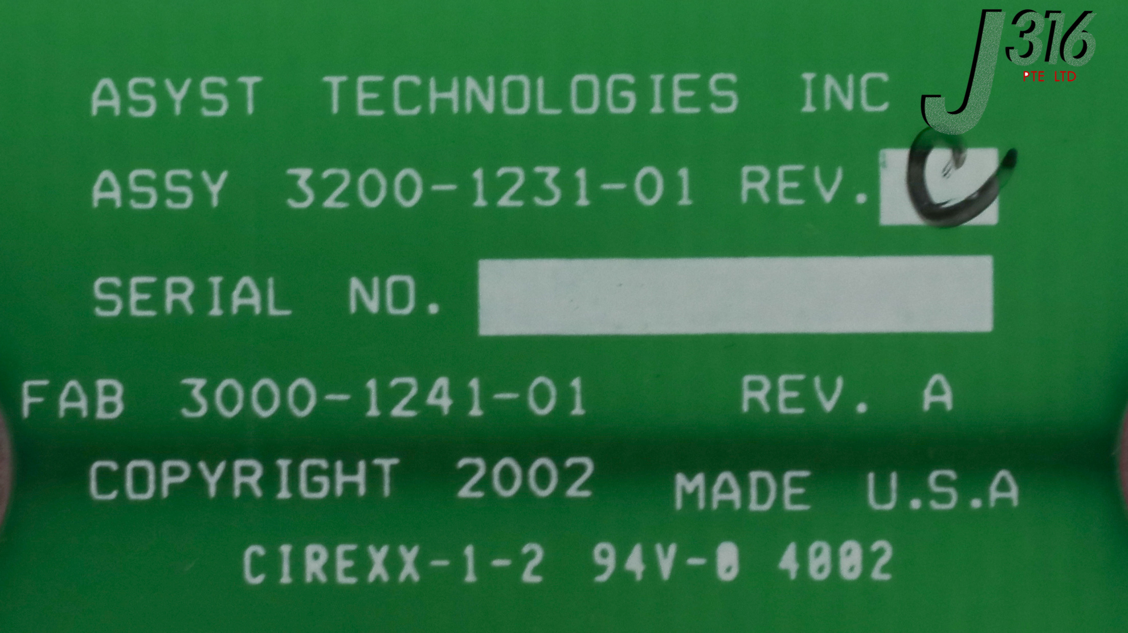 13074 ASYST TECHNOLOGIES PCB, FAB 3000-1241-01 3200-1231-01 – J316Gallery