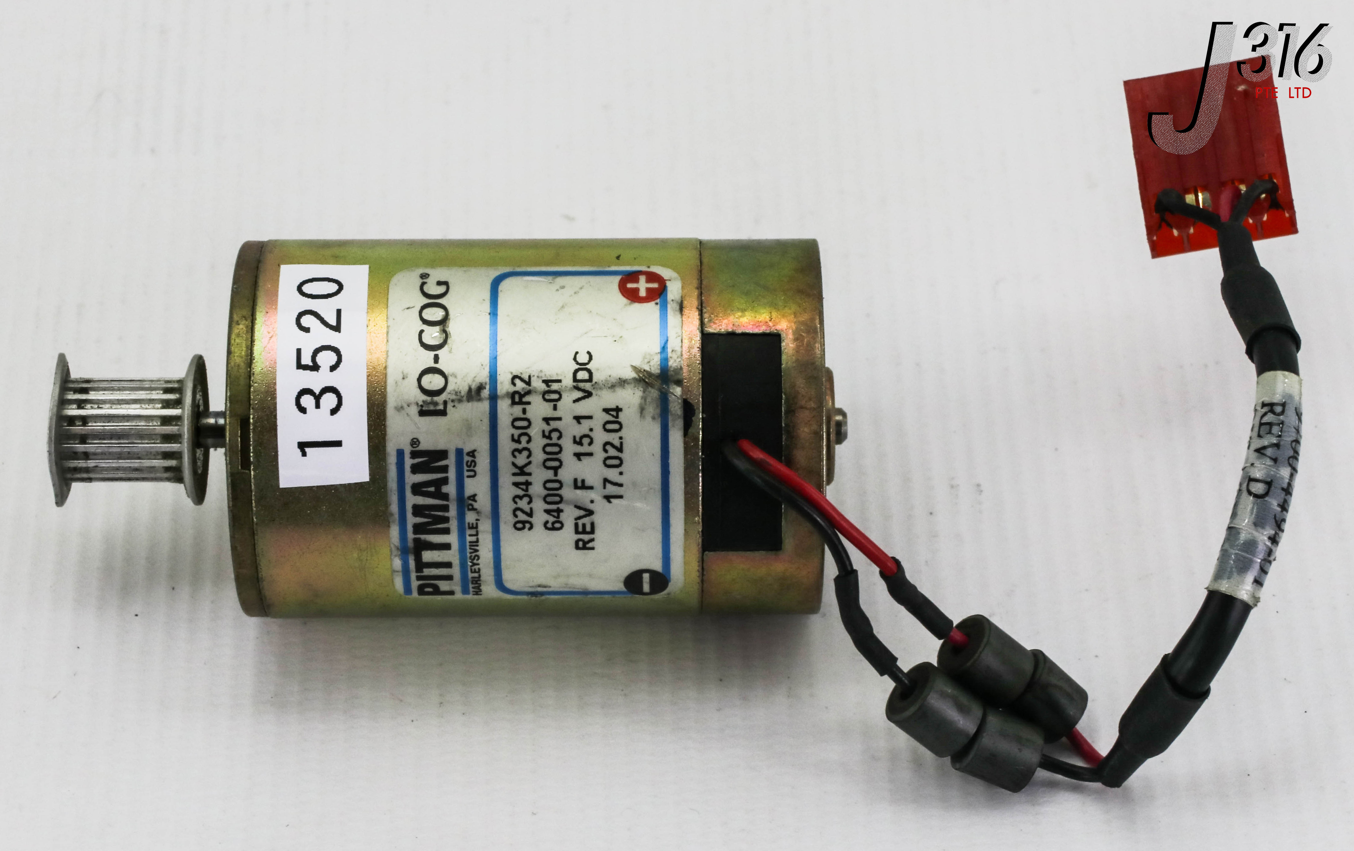 13520 PITTMAN LO-COG MOTOR, 15.1 VDC, ASYST 6400-0051-01 9234K350-R2 ...
