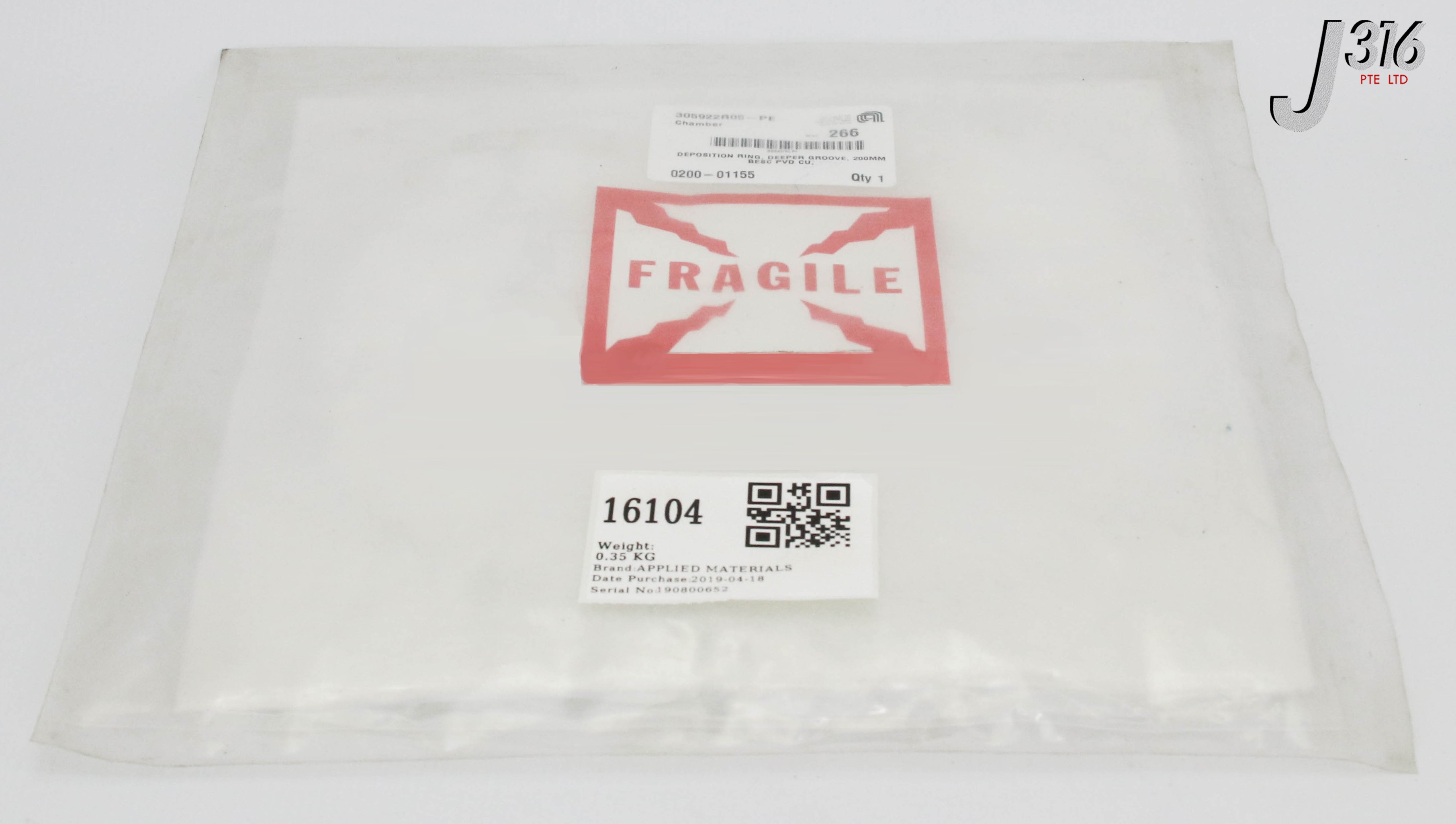 16104 APPLIED MATERIALS DEPOSITION RING, DEEPER GROOVE, 200MM BE (NEW ...