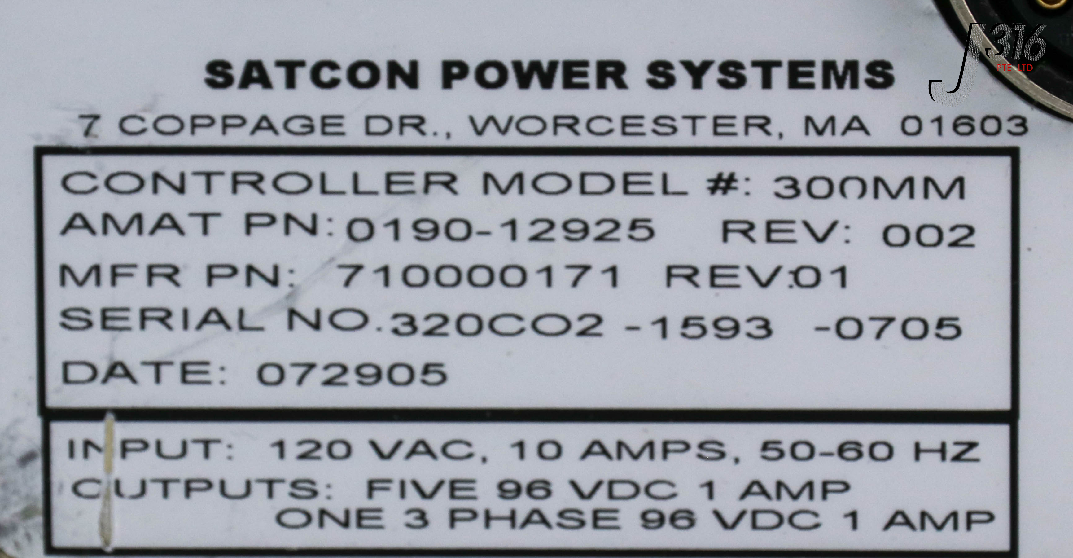 16269 APPLIED MATERIALS SATCON CONTROLLER MAG ROTATION W/NTC 300MM RADI ...
