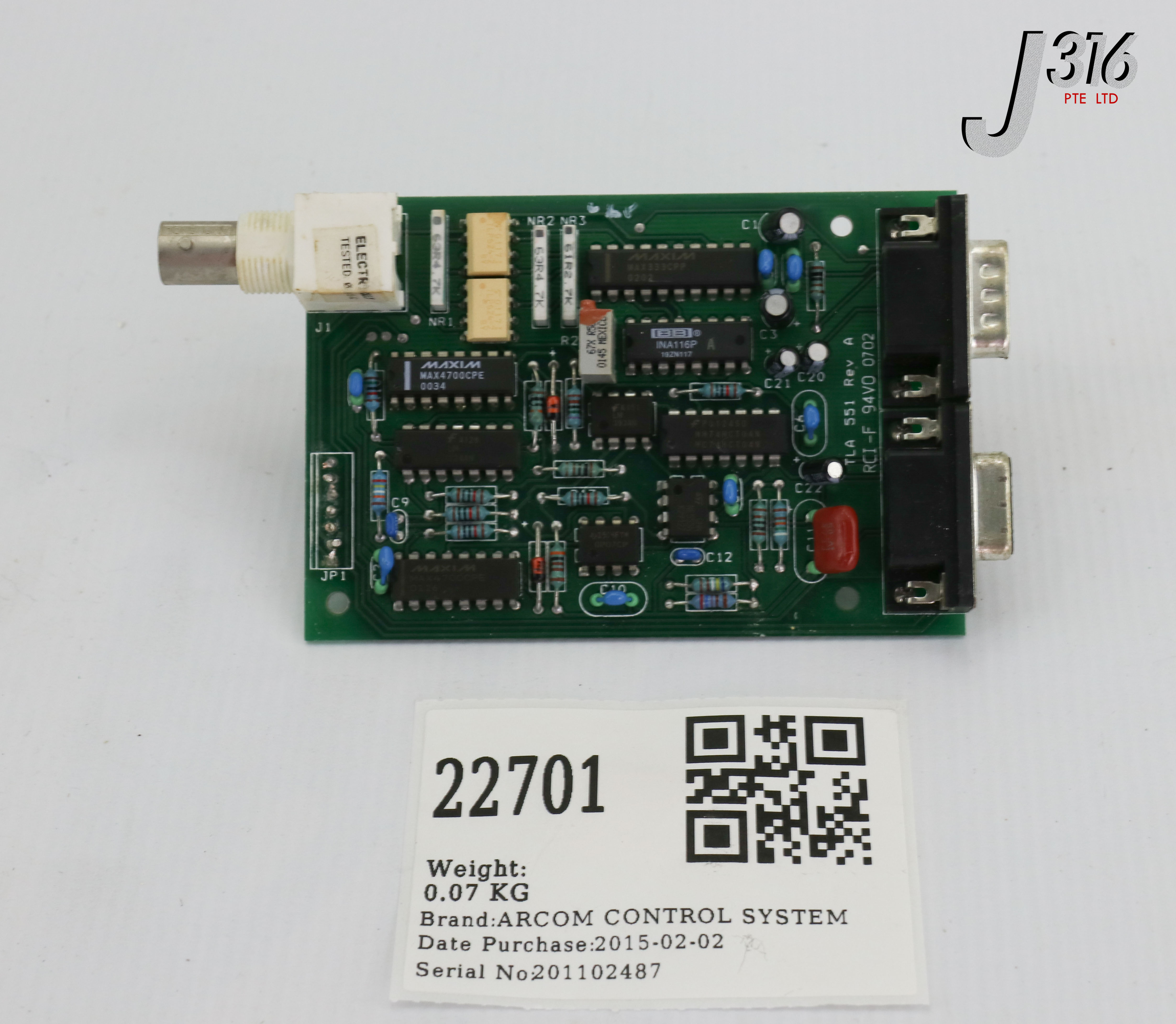 22701 ARCOM CONTROL SYSTEM PCB, THERMISTOR ELECTRODE SENSOR, RCI-F TLA ...