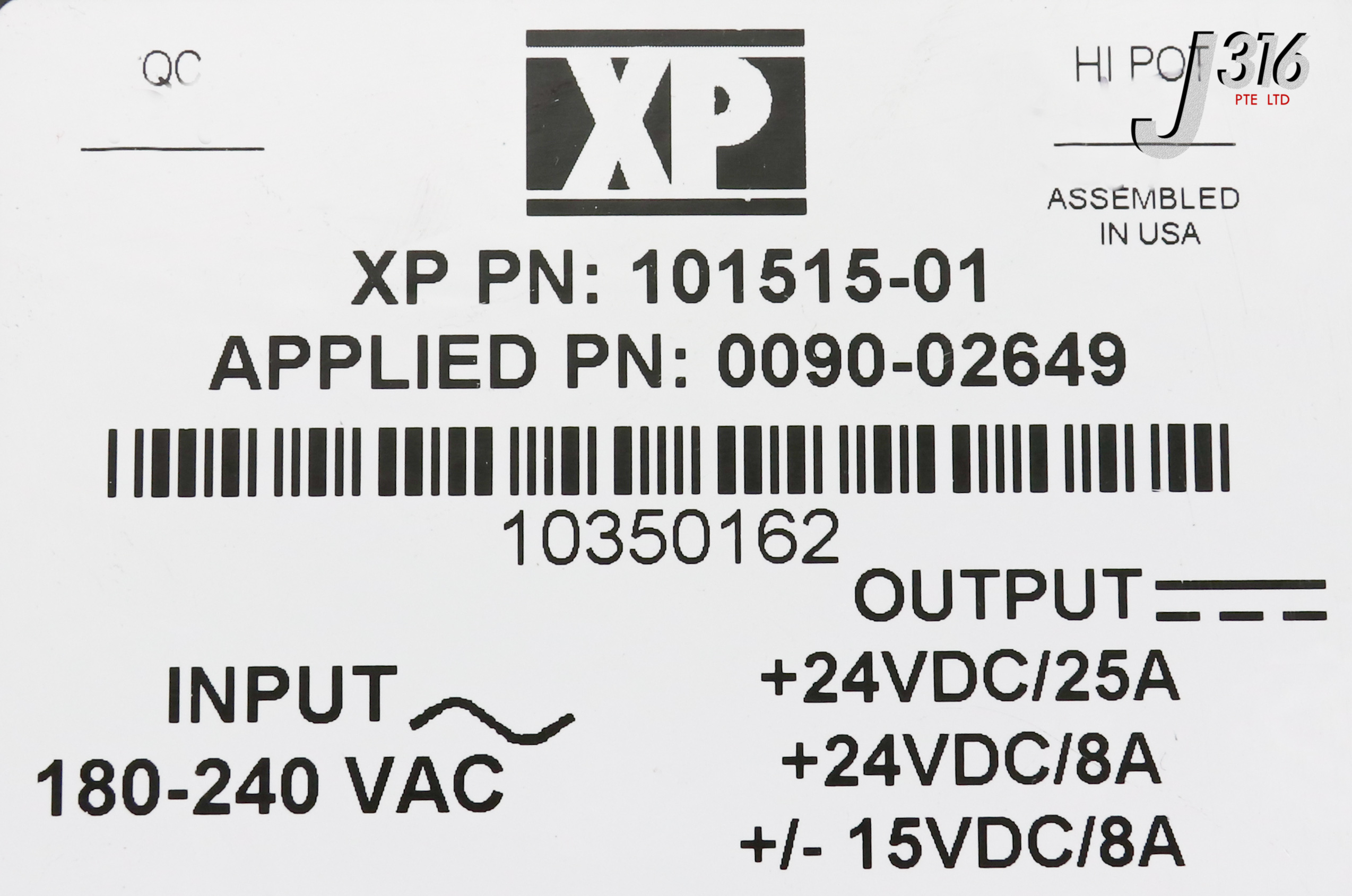 25438 APPLIED MATERIALS DC POWER SUPPLY, 300MM DPN CHAMBER, 101515-01 ...