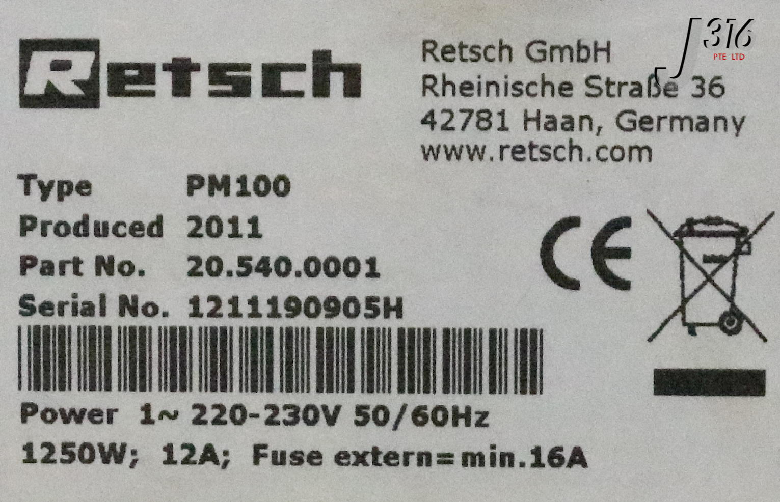 25529 RETSCH PLANETARY BALL MILL, 20.540.0001 (PARTS) PM100 – J316Gallery