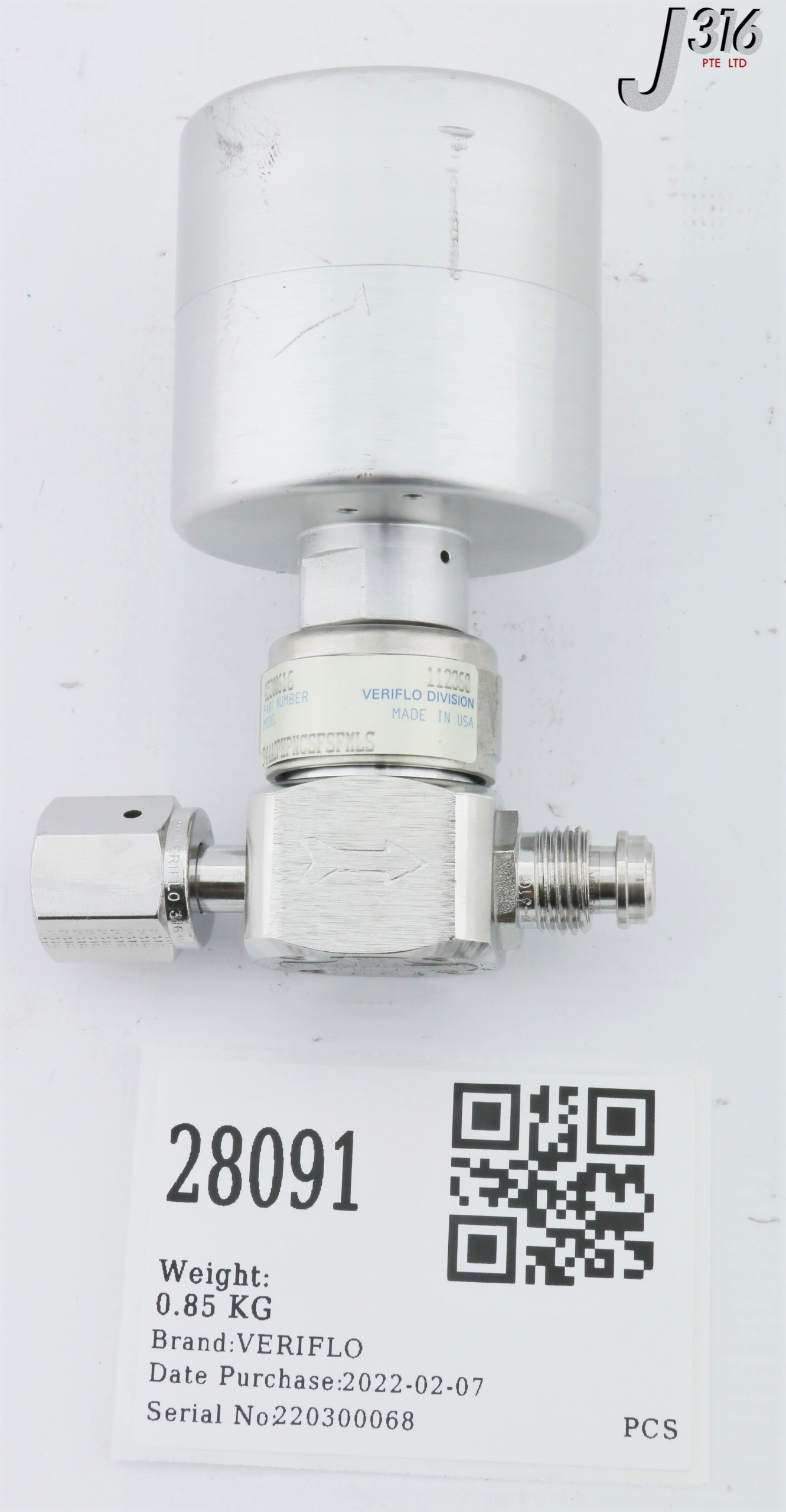 28091 VERIFLO PNEUMATIC DIAPHRAGM VALVE, 45300616 944AOPHPNCSFSFMLS ...
