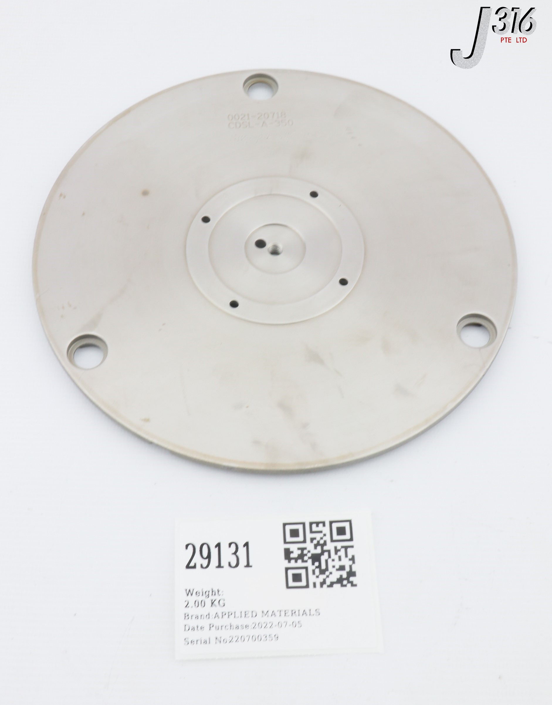 29131 APPLIED MATERIALS PEDESTAL COVER LOWER 8″ B101 REV 2.1 SST (PARTS ...