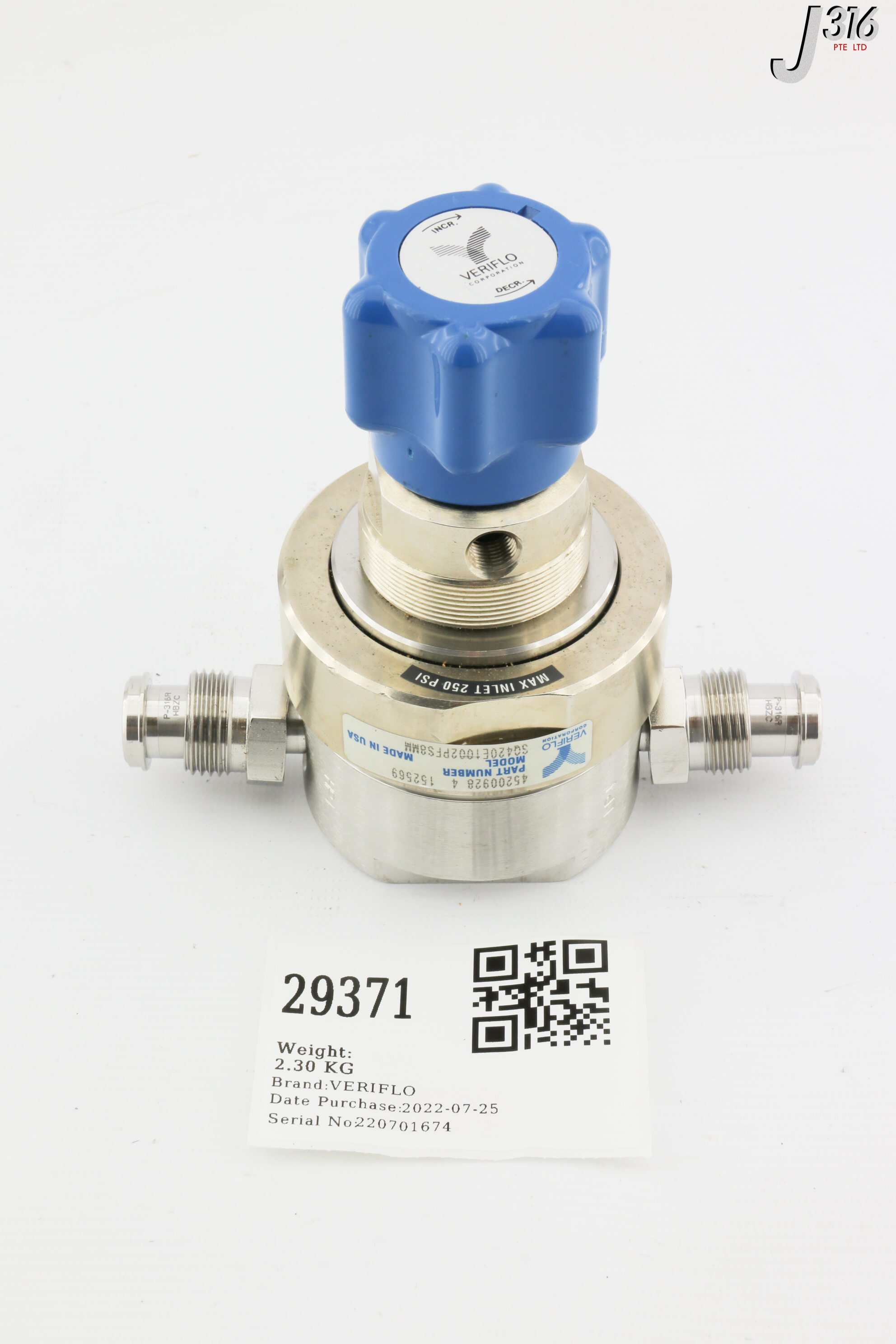 29371 VERIFLO 2-WAY REGULATOR, P/N 45200928 SQ420E1002PFS8MM – J316Gallery