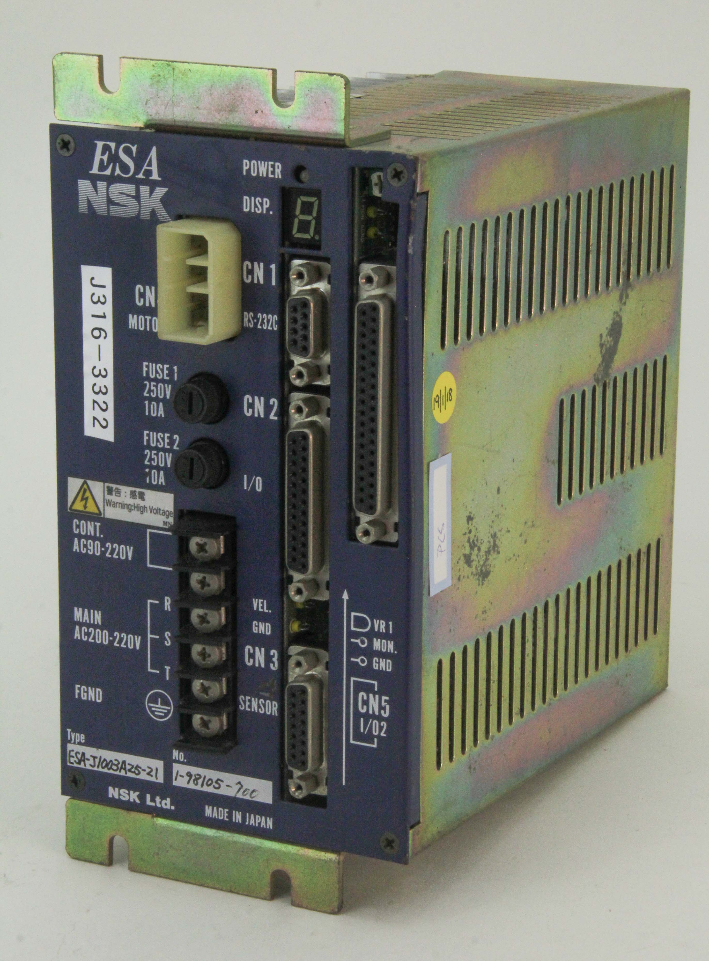 3322 NSK ESA SERVO DRIVER ESA-J1003A25-21 – J316Gallery
