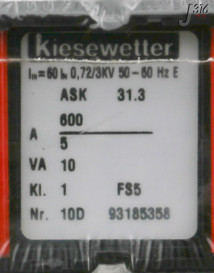 30927 KEISEWETTER CURRENT TRANSFORMER, 600/5A, 10VA KI.1 (NEW) ASK 31.3 ...