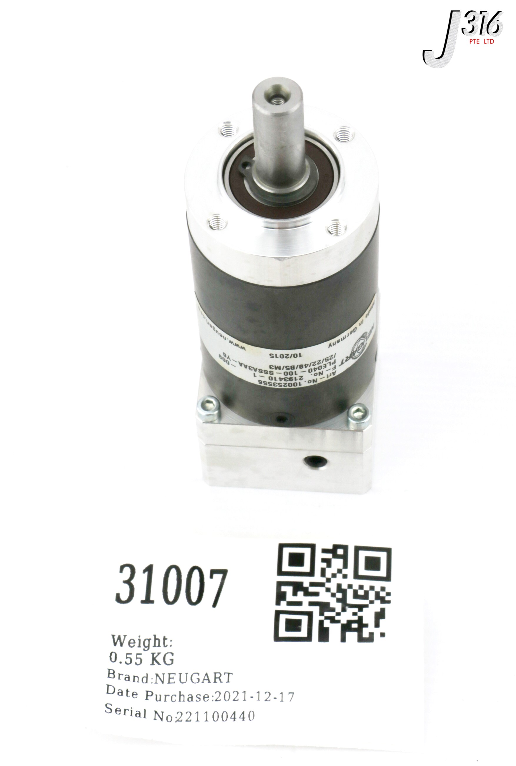 31007 NEUGART PLANETARY GEARBOX, 100253556 (NEW) PLE040-100-SSSA3AA-Y8 ...