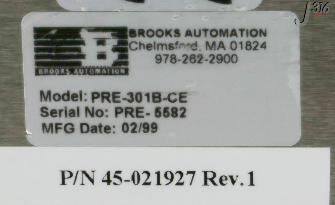 31200 BROOKS EQUIPE, PRI, PRE-ALIGNER 150 – 300MM, P/N: 45-021927 PRE ...