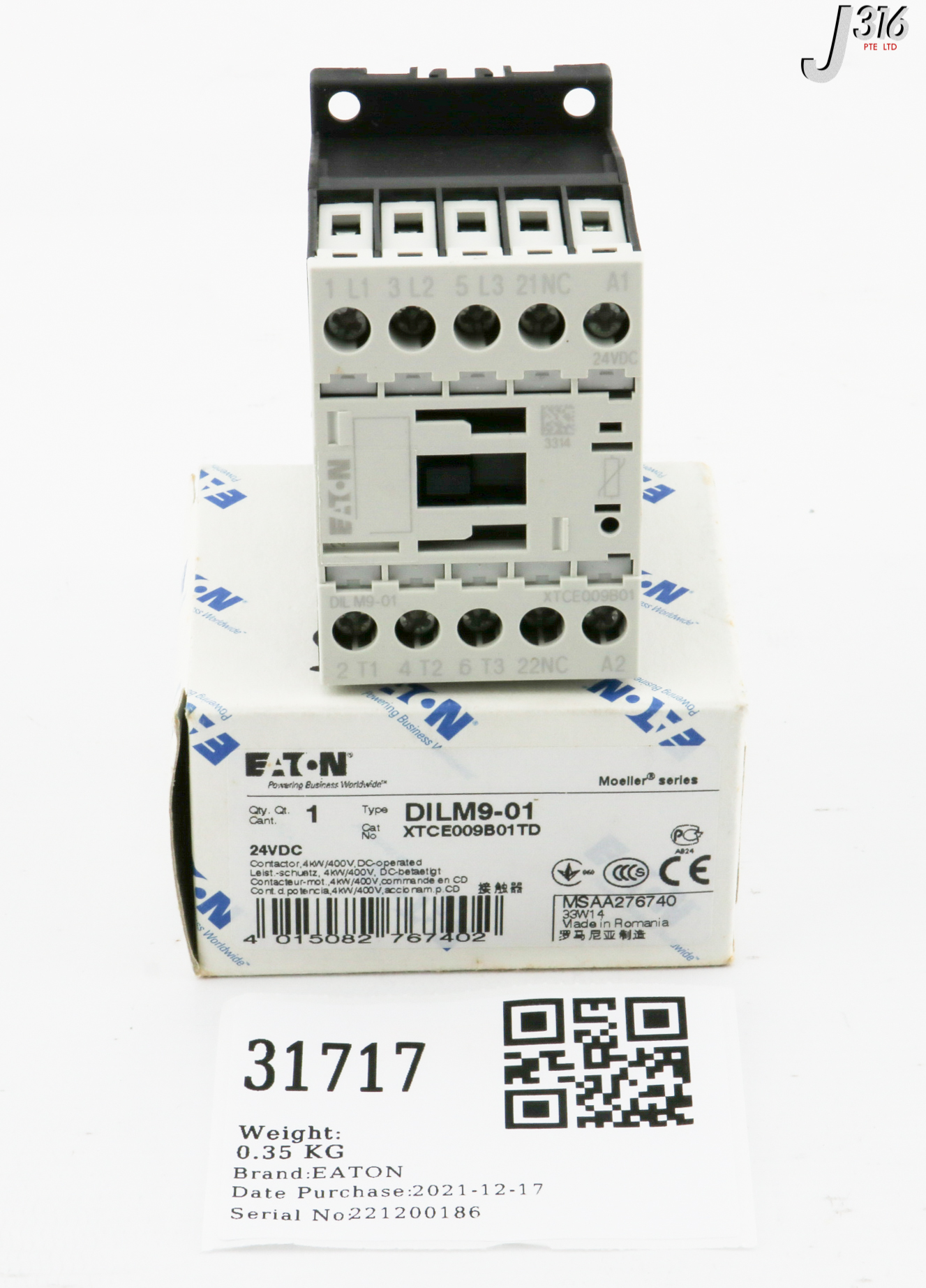 31717 EATON CONTACTOR, 400V 4KW (NEW) DIL M9-01 – J316Gallery