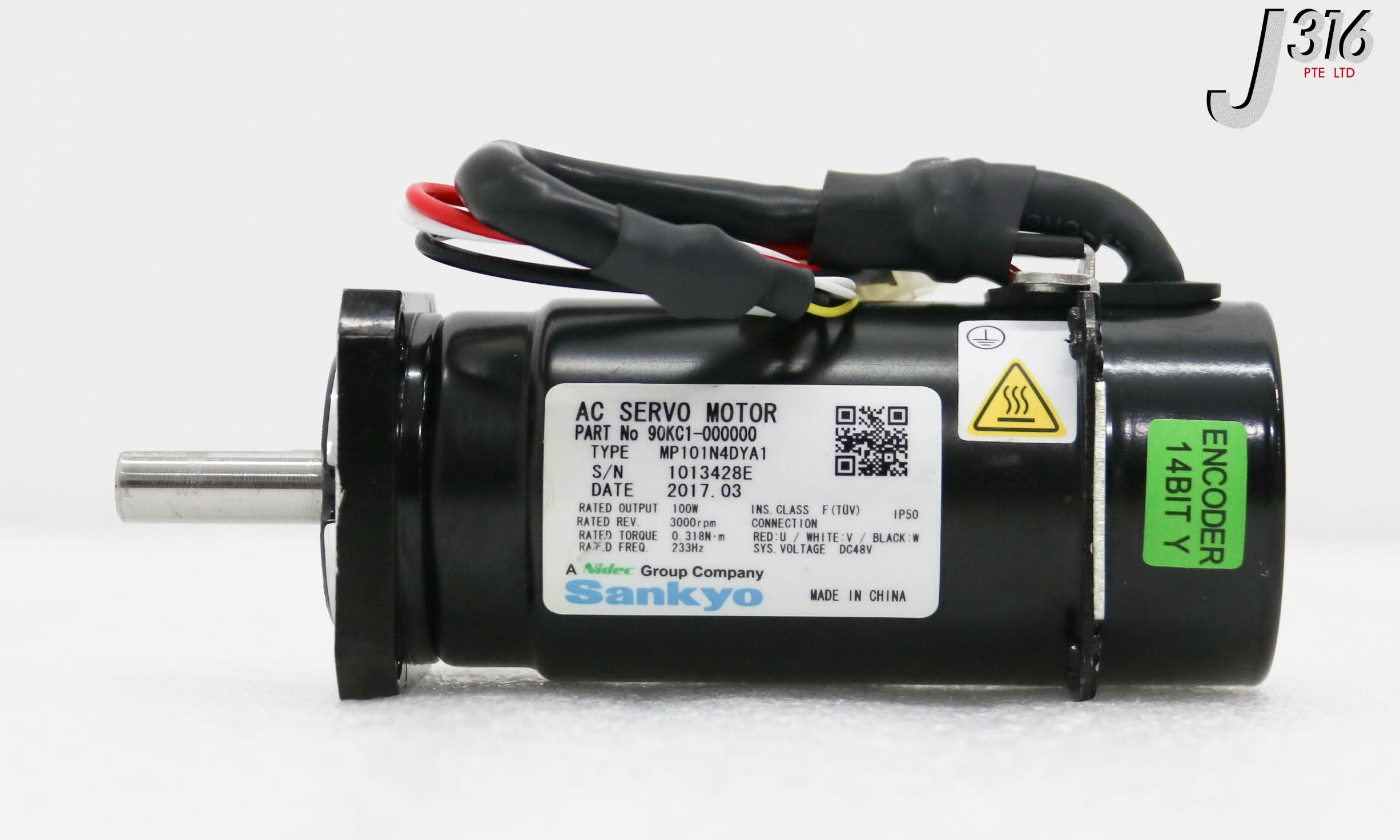34514 NIDEC SANKYO AC SERVO MOTOR, 3000RPM, P/N: 90KC1-000000 ...