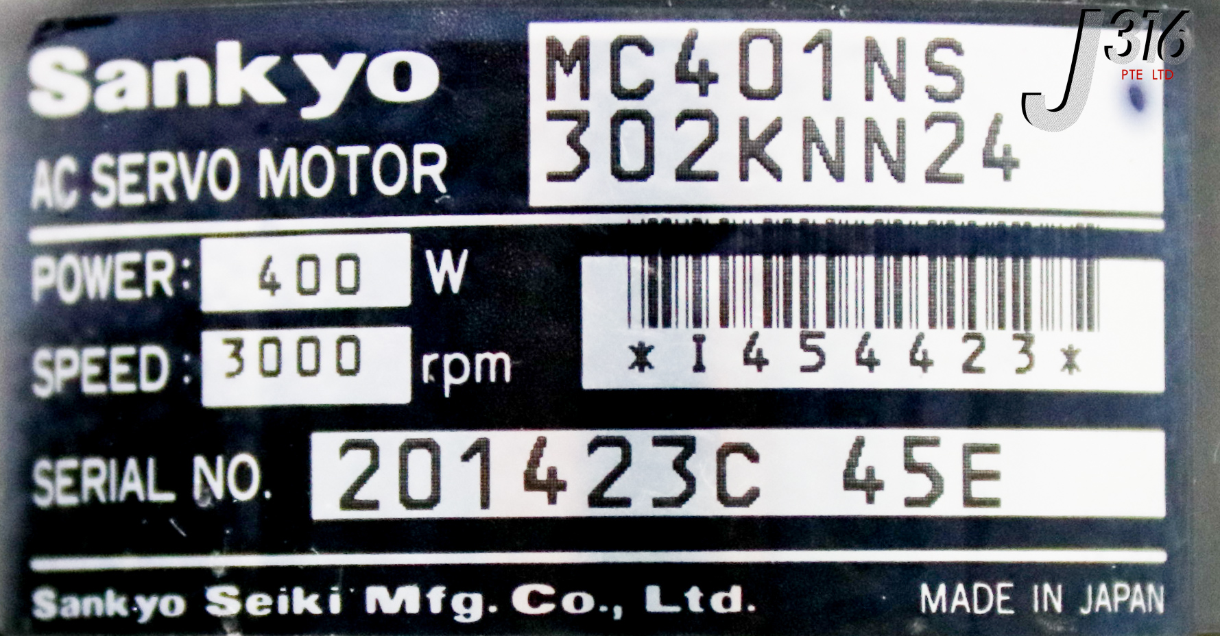 34579 SANKYO AC SERVO MOTOR, 400W 3000RPM MC401NS302KNN24 – J316Gallery