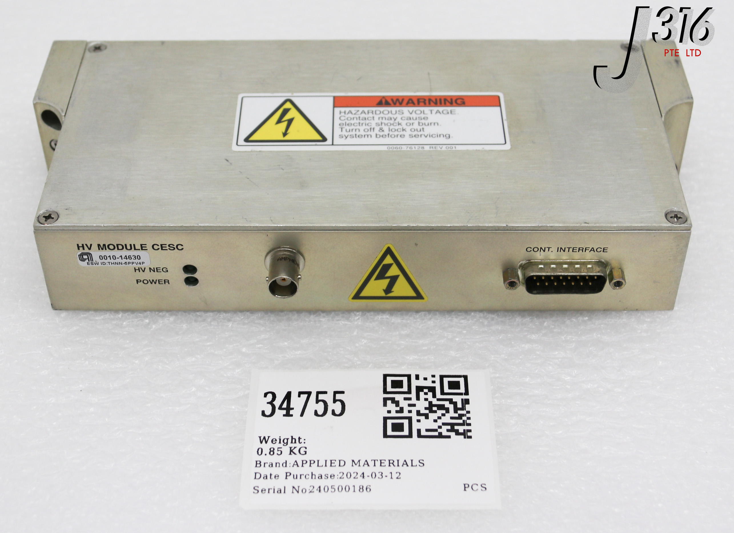 34755 APPLIED MATERIALS ASSY, -4KV HV ESC, POWER SUPPLY 0010-14630 ...