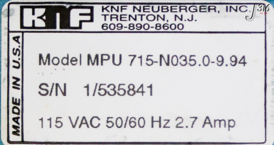 35399 KNF VACUUM PUMP MPU 715-N035.0-9.94 – J316Gallery