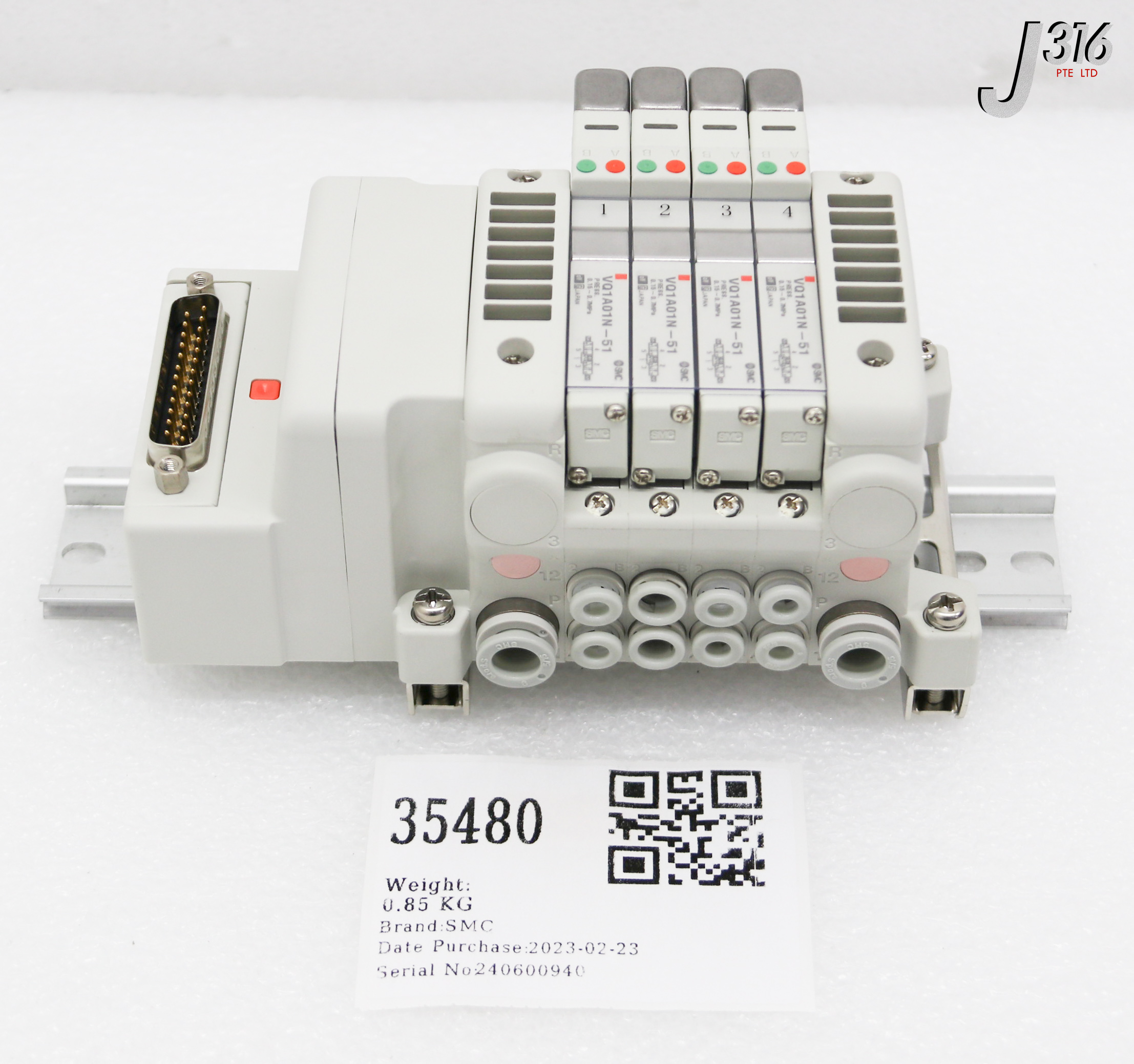 35480 SMC 4-SLOT PNEUMATIC MANIFOLD (NEW) VV5QC11-04-DAL00312 – J316Gallery