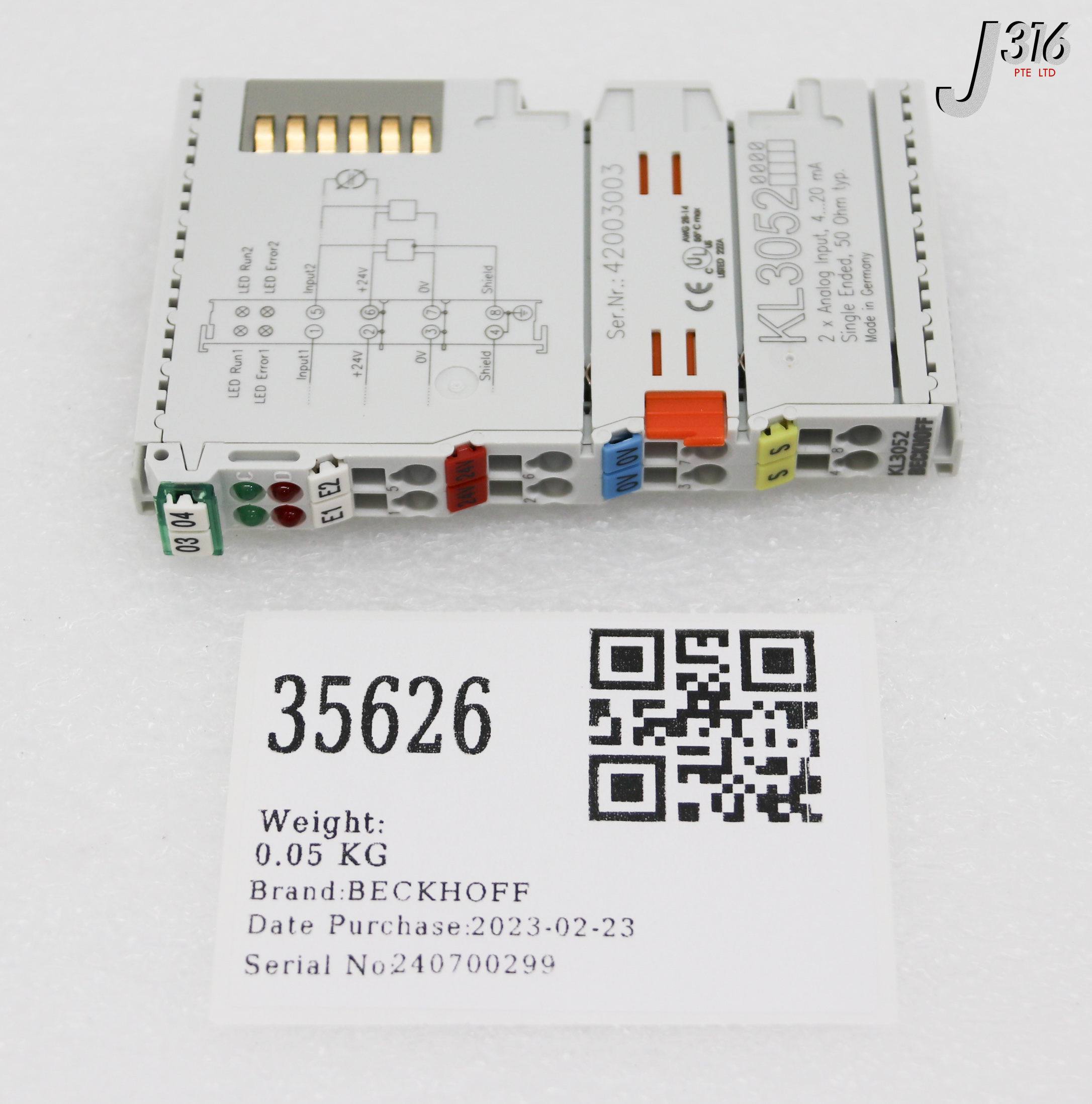 35626 BECKHOFF 2-CHANNEL ANALOG INPUT MODULE (NEW) KL3052 – J316Gallery