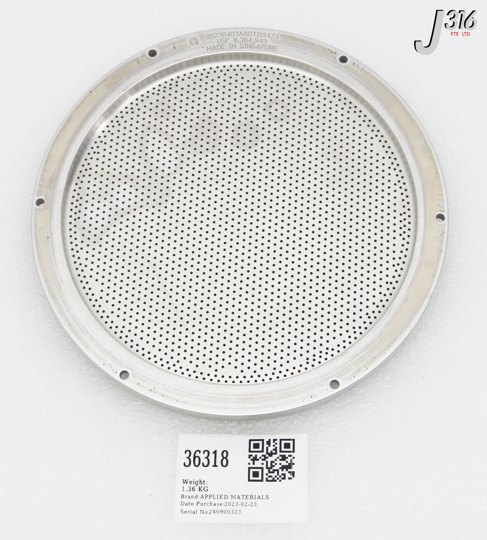 36318 APPLIED MATERIALS PERF. PLATE 200MM BW 0020-30407 – J316Gallery