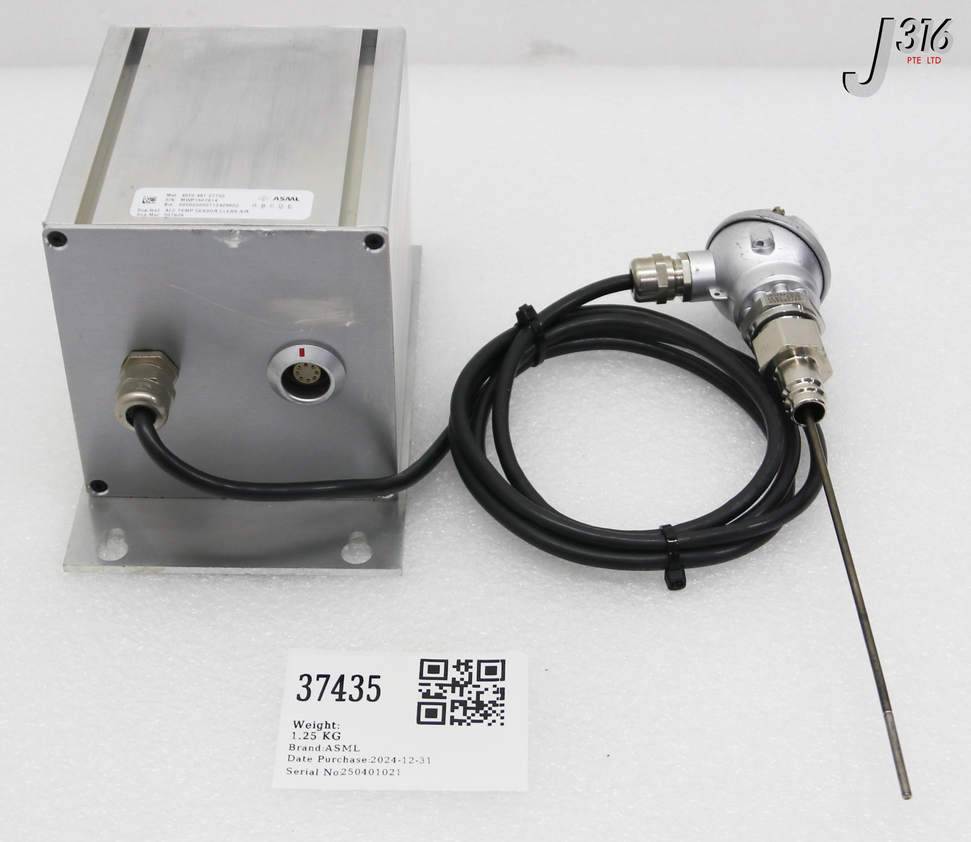37435 ASML ACC TEMP SENSOR CLEAN AIR, W/ JUMO RTD TEMPERATURE PROBE ...
