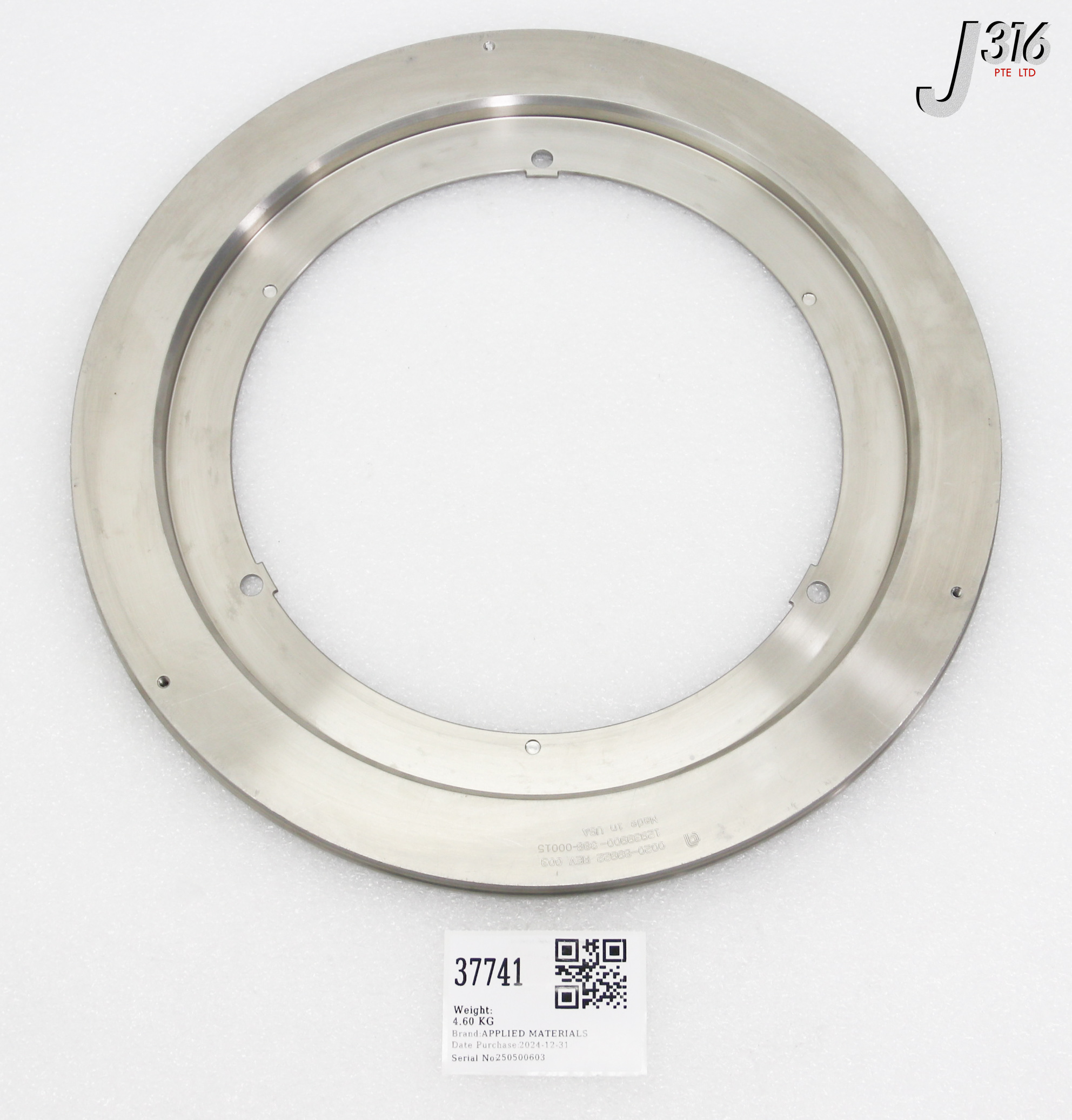 37741 APPLIED MATERIALS RING DEPOSITION FLANGED AL ARC SPRAY 0020-89922 ...