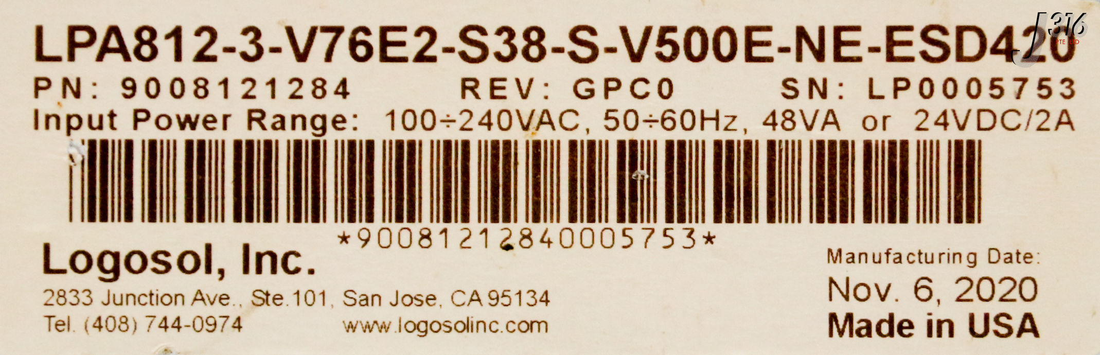 38024 LOGOSOL ISEL PREALIGNER, P/N: 9008121284 (PARTS) LPA812-3-V76E2 ...