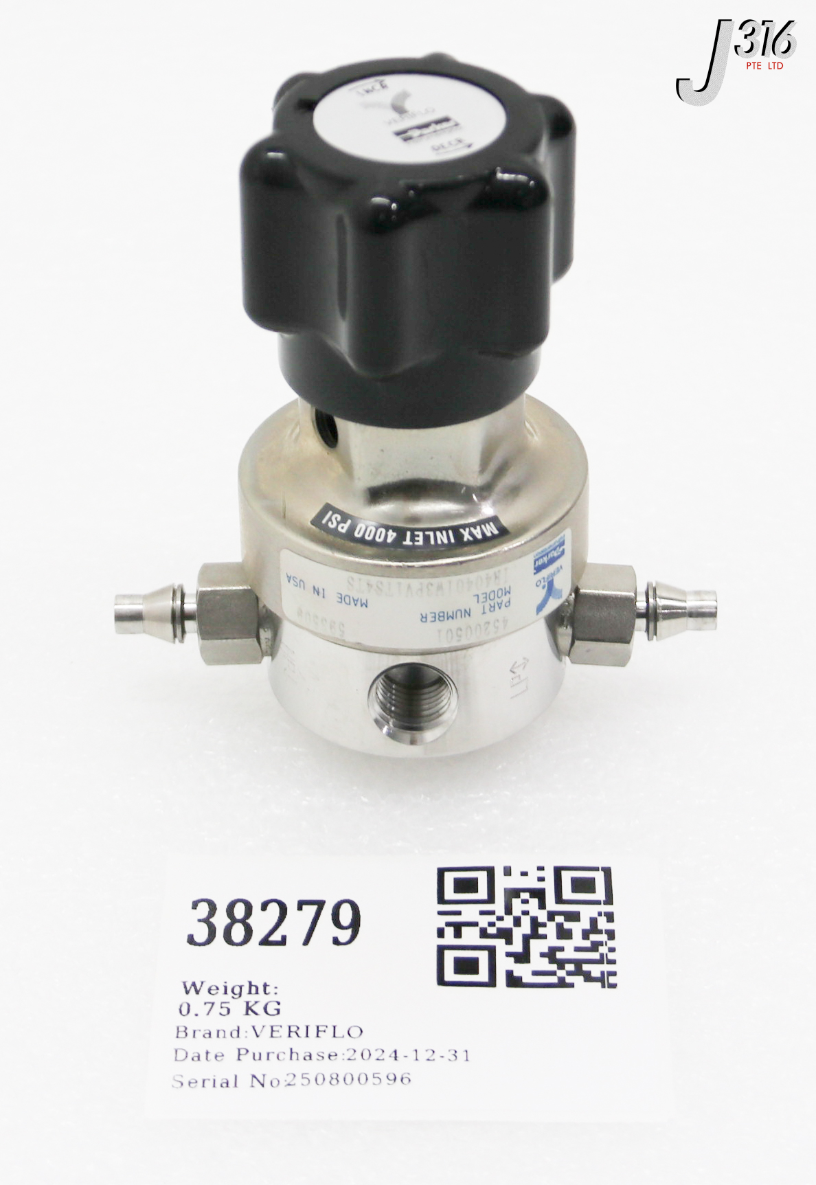 38279 VERIFLO PRESSURE REGULATOR, P/N: 45200501 IR40401W3PV1TS4TS ...