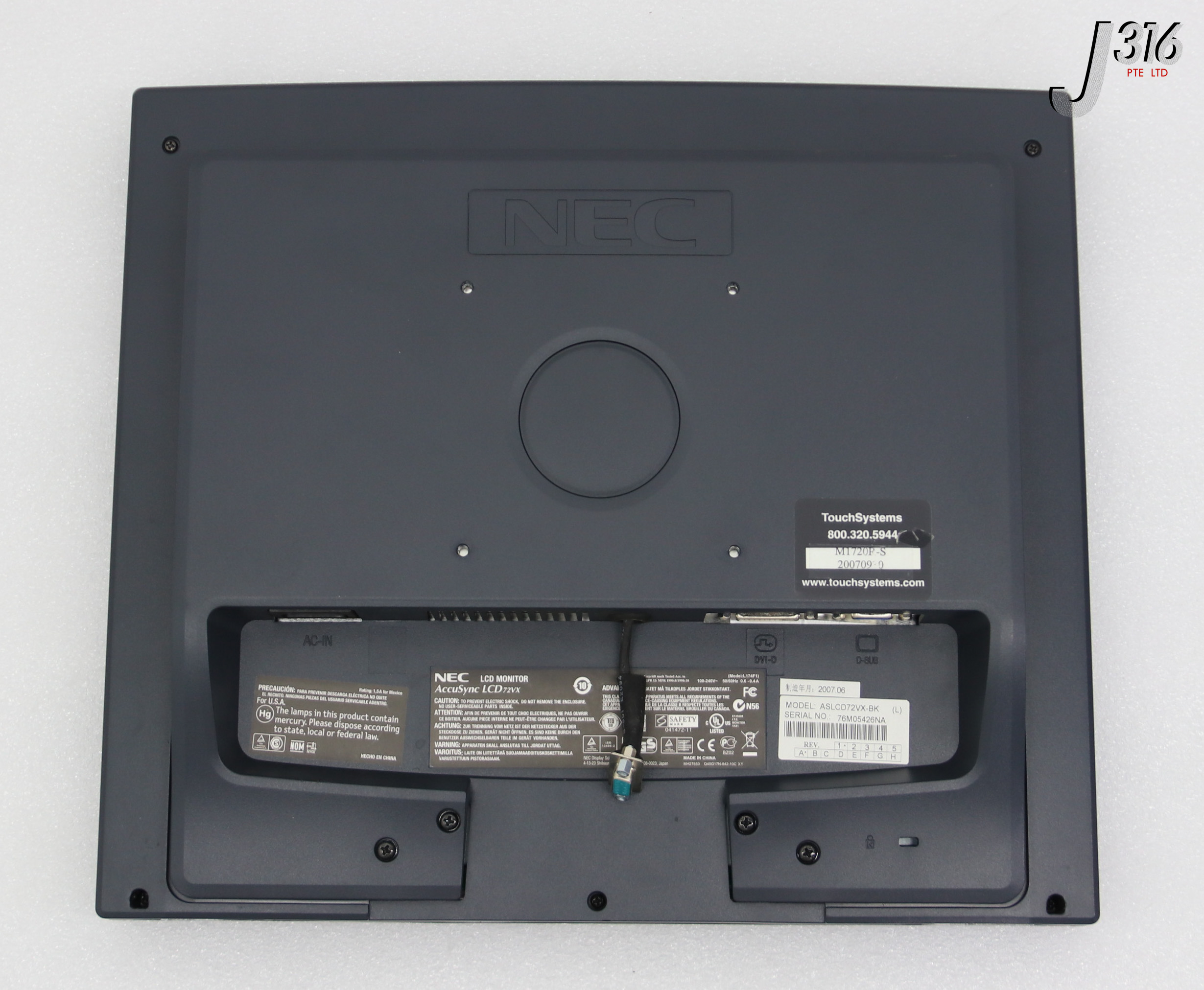 38644 NEC NEC ACCUSYNC LCD72VX LCD MONITOR 17″ 1280×1024 100-240VAC ...
