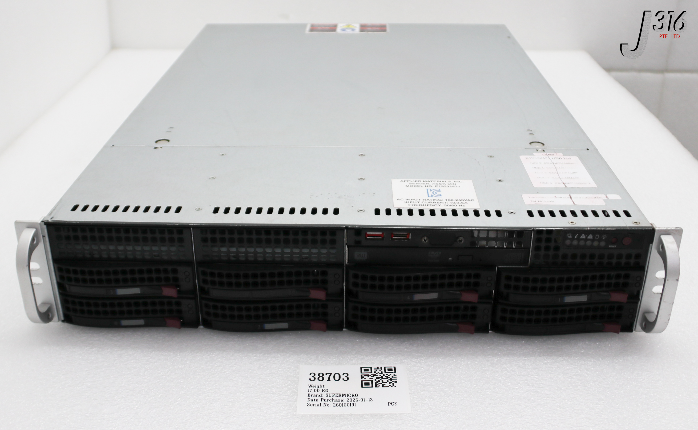 38703 APPLIED MATERIALS SUPERMICRO VARIAN SERVER ASSY IAN E19332471 ...