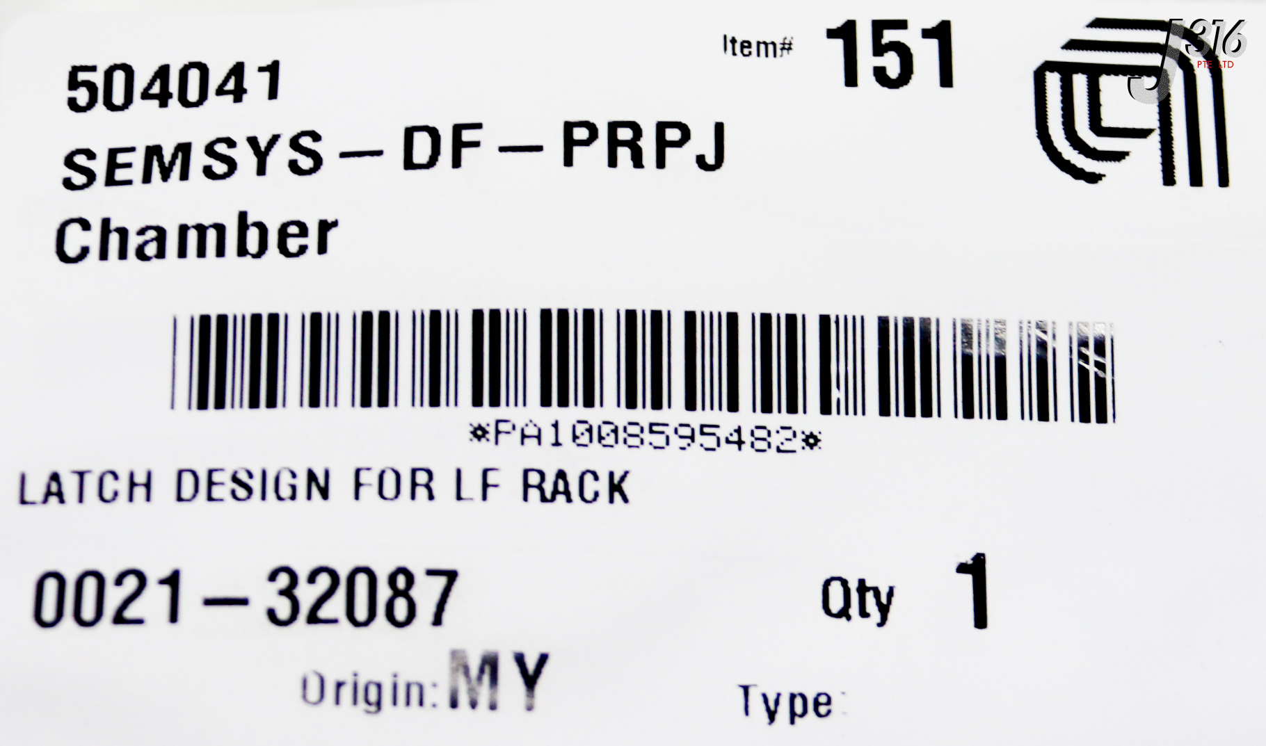 39717 APPLIED MATERIALS LATCH DESIGN FOR LF RACK (NEW) 0021-32087 ...