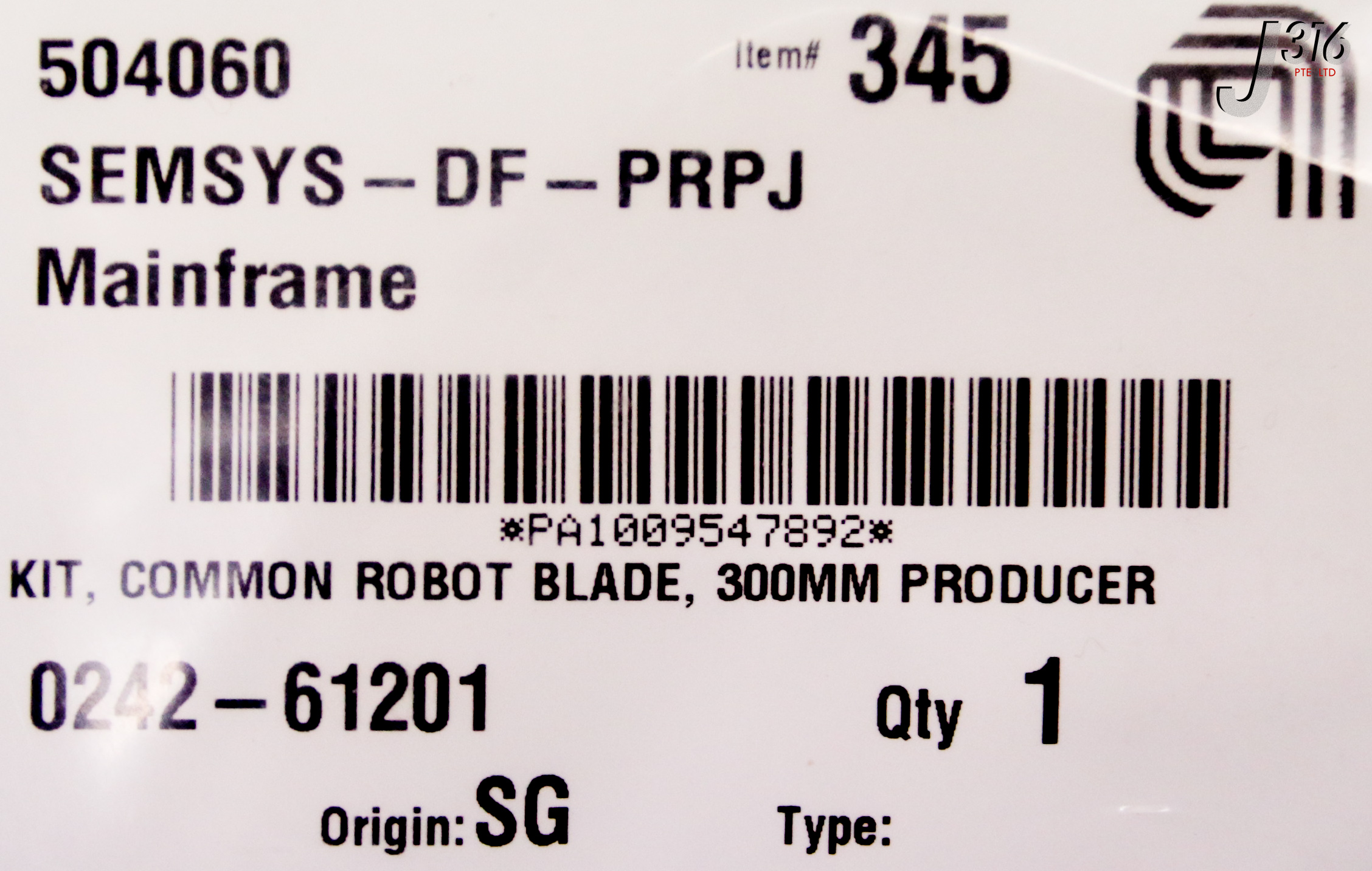 39719 APPLIED MATERIALS KIT, COMMON ROBOT BLADE, 300MM PRODUCER (NEW ...