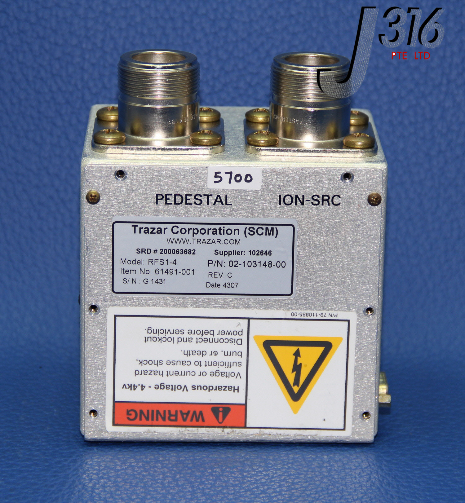 5700 TRAZAR RF MATCH PEDESTAL ION-SRC, P/N:02-103148-00 RFS1-4 ...