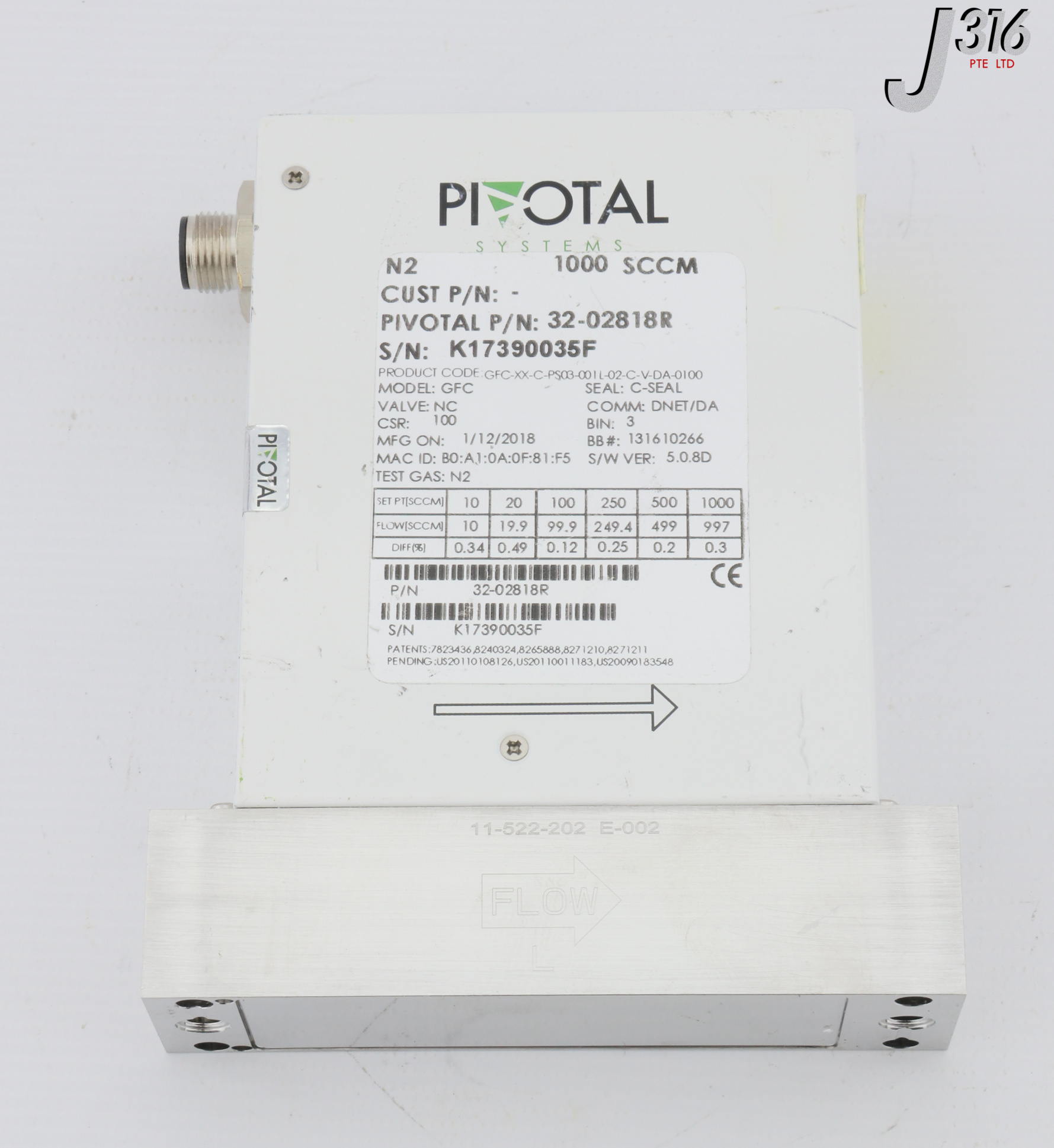 6756 PIVOTAL SYSTEMS GAS FLOW CONTROLLER 32-02818R – J316Gallery