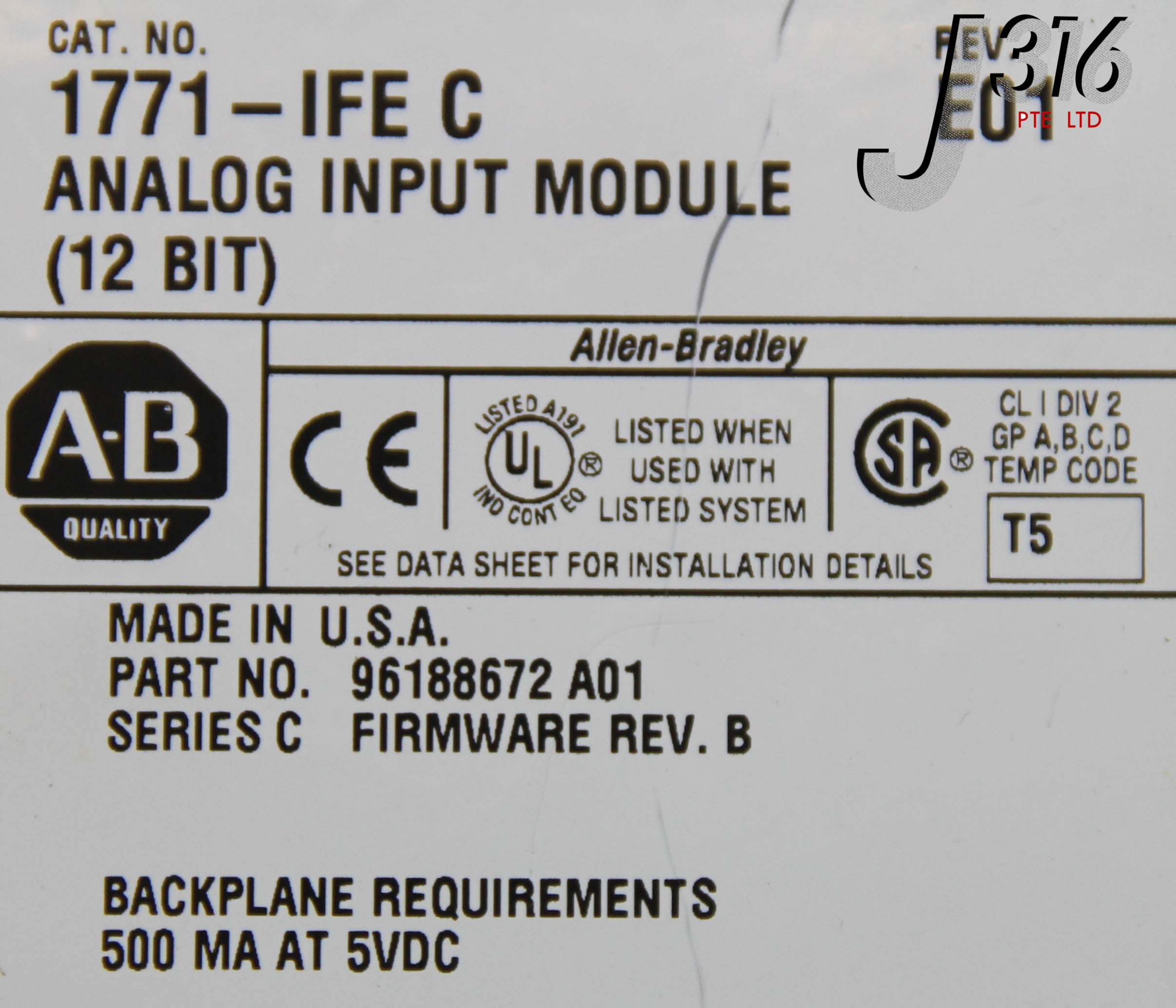 7039 ALLEN-BRADLEY ANALOG INPUT MODULE (12BIT) SERIES C FIRMWARE REV.B ...