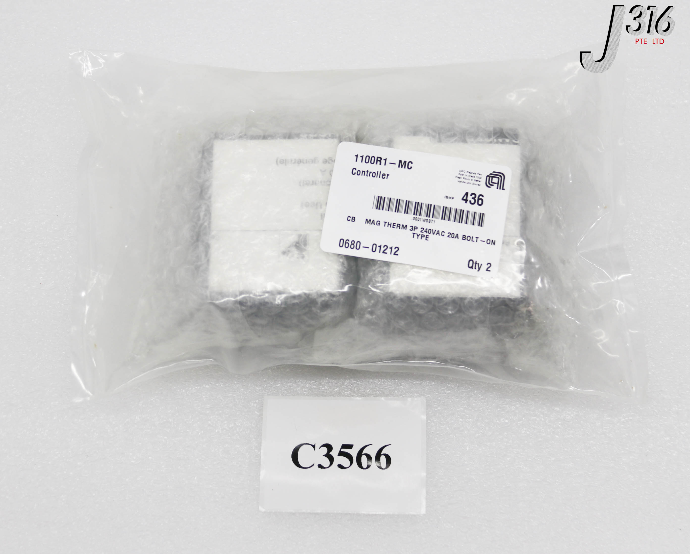 C3566 APPLIED MATERIALS CB MAG THERM 3P 240VAC 20A BOLT-ON TYPE (LOT OF ...