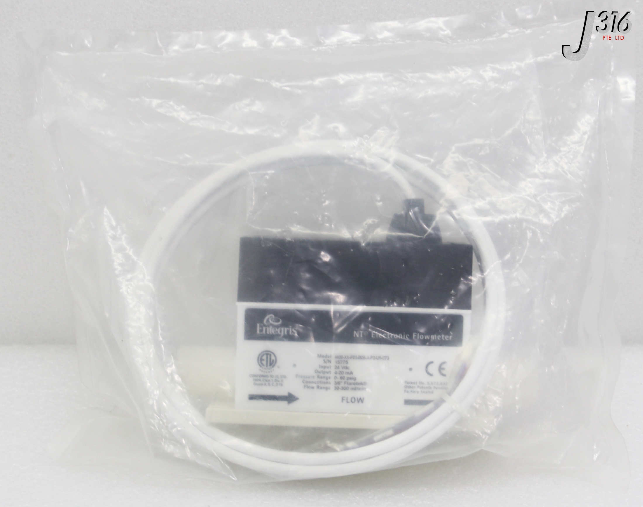 C3774 ENTEGRIS NT ELECTRONIC FLOWMETER, 0-60PSIG, 30-300ML/MIN, 3/8 ...