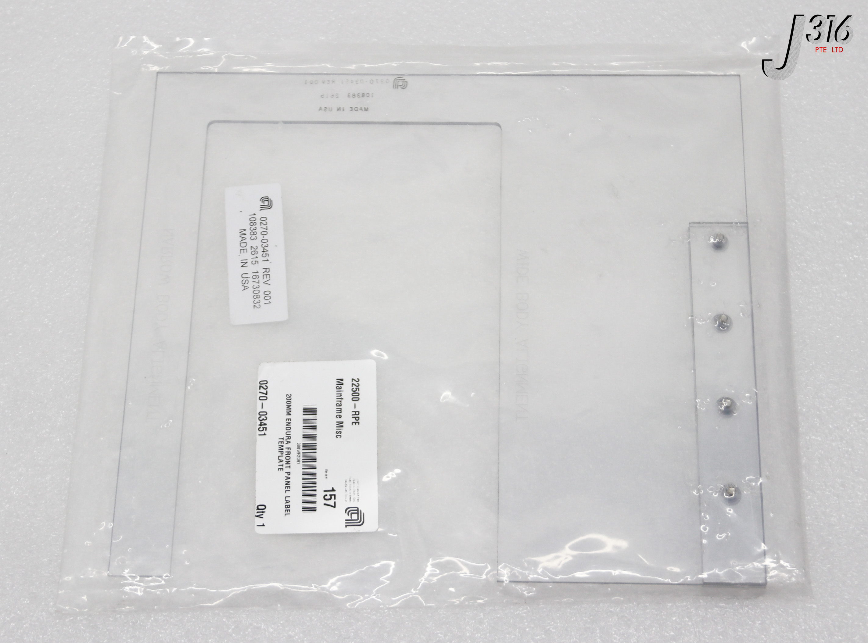 C4169 APPLIED MATERIALS 200MM ENDURA FRONT PANEL LABEL NARROW BODY ...