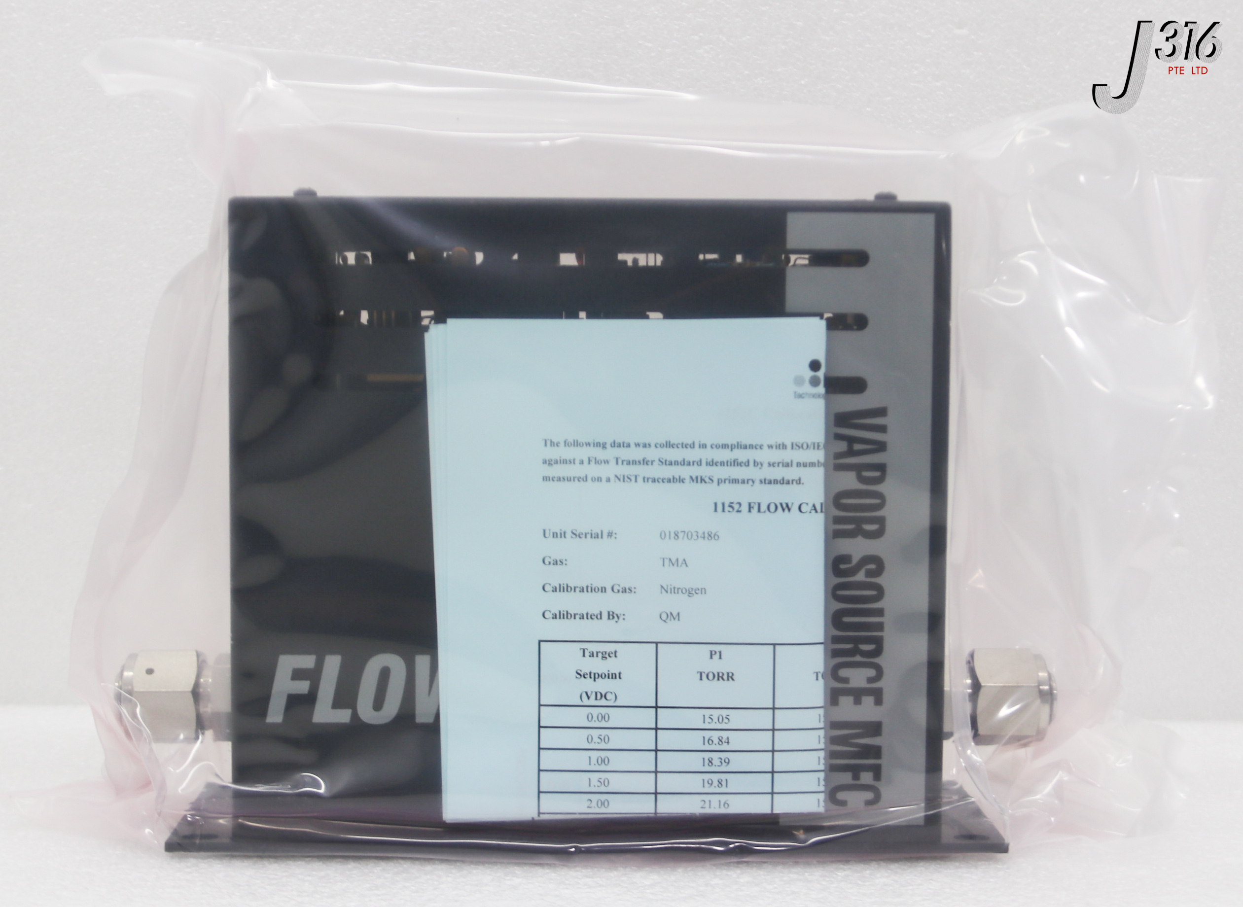 M115 MKS VAPOR MASS FLOW CONTROLLER, TYPE 1150, GAS: TMA, RANGE: 250 ...