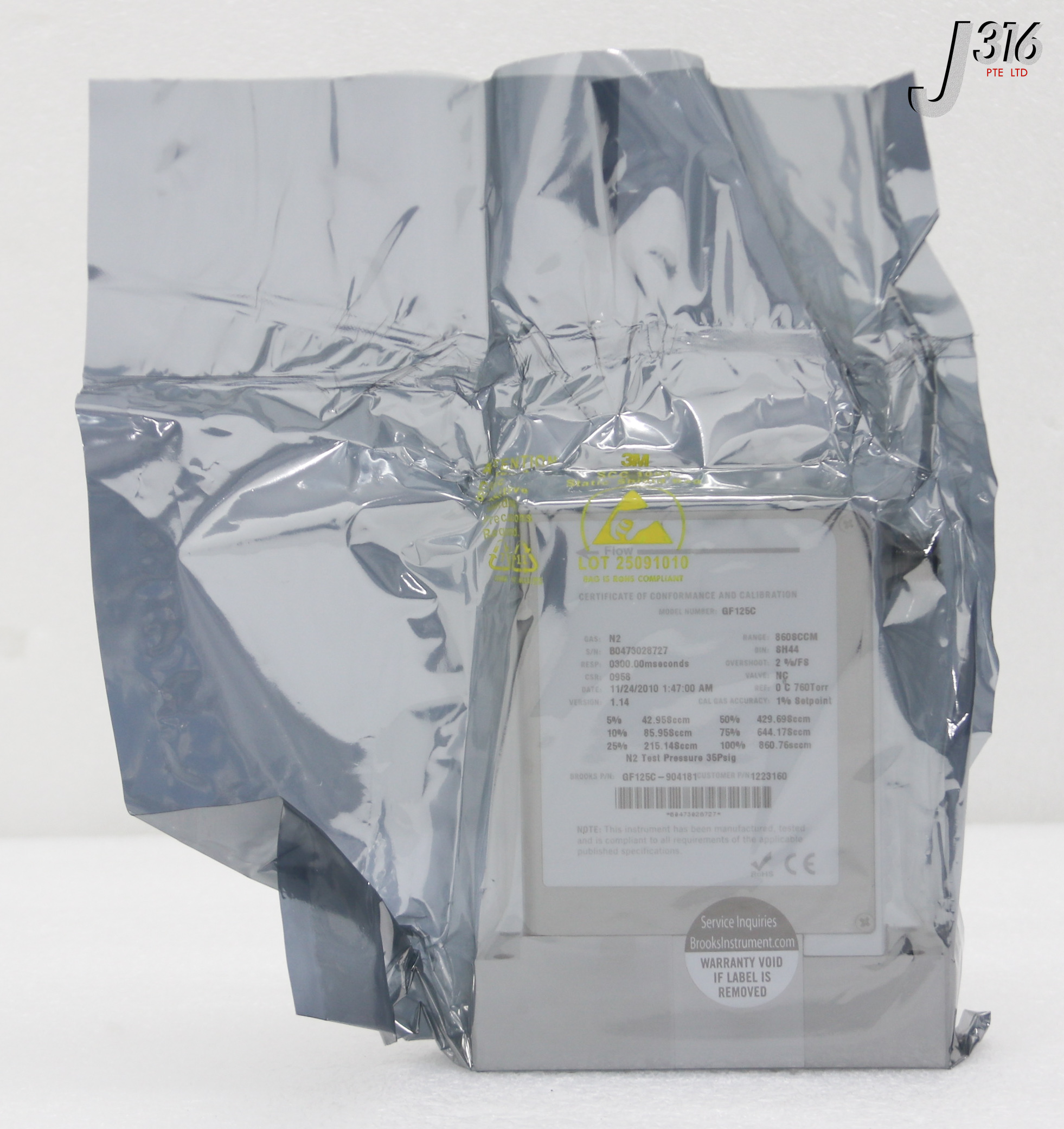 M90 BROOKS MFC, GF SERIES, GAS: N2. RANGE: 860 SCCM, BIN: SH44 (NEW ...