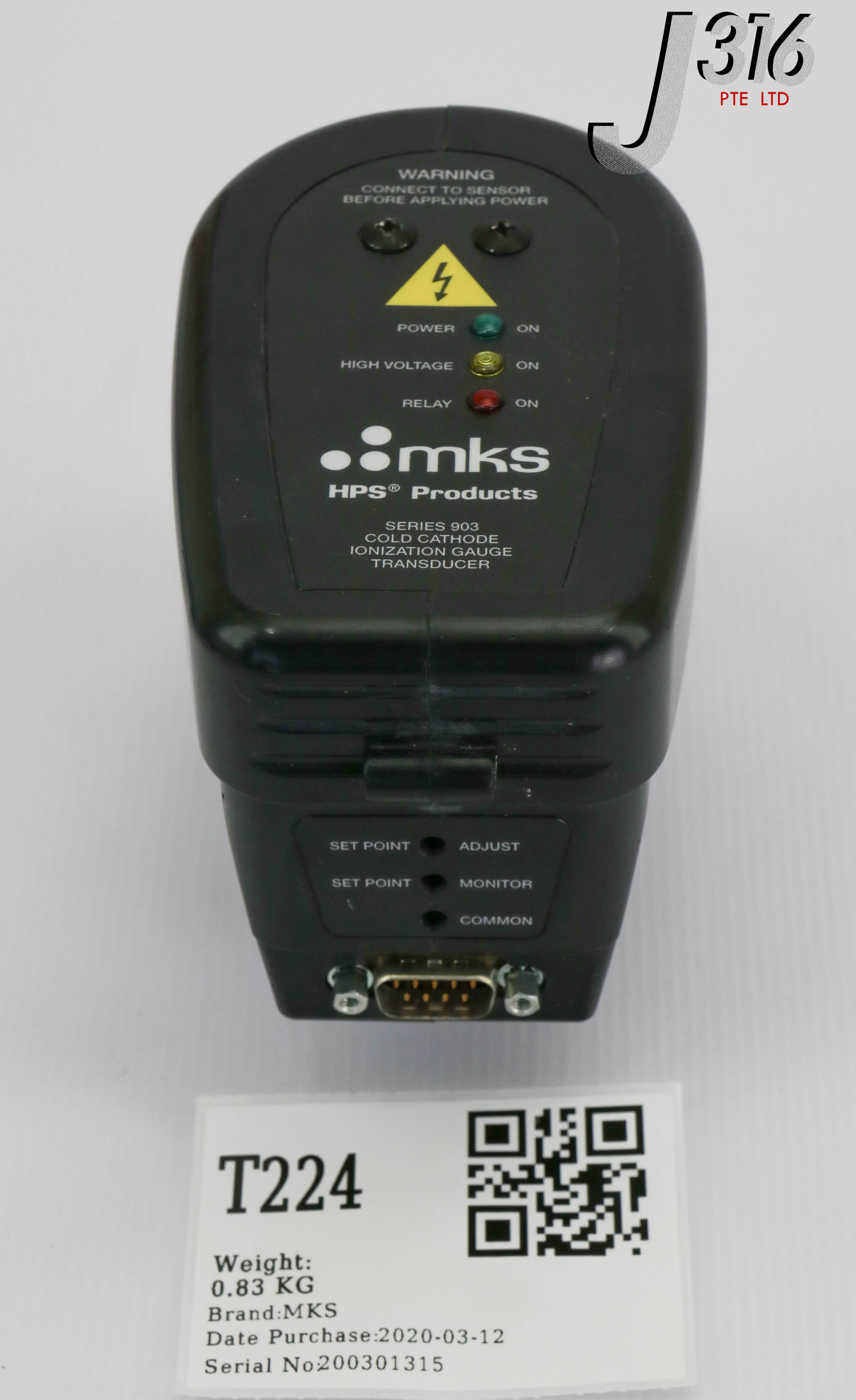 T224 MKS SERIES 903 COLD CATHODE IONIZATION GAUGE TRANSDUCER 109030004 ...