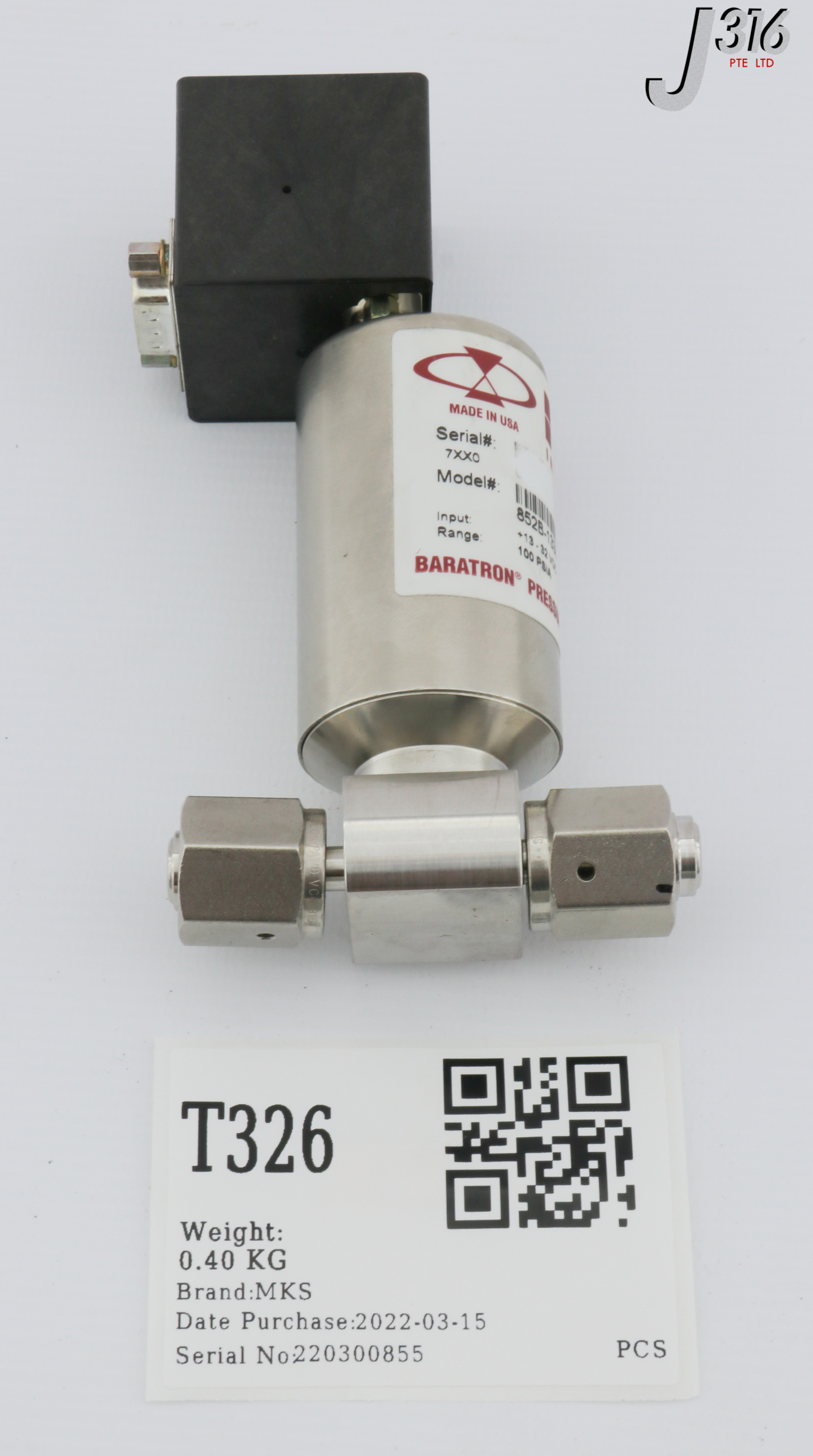 T326 MKS BARATRON PRESSURE TRANSDUCER, 100 PSIA W/ LDM PRESSURE DISPLAY ...